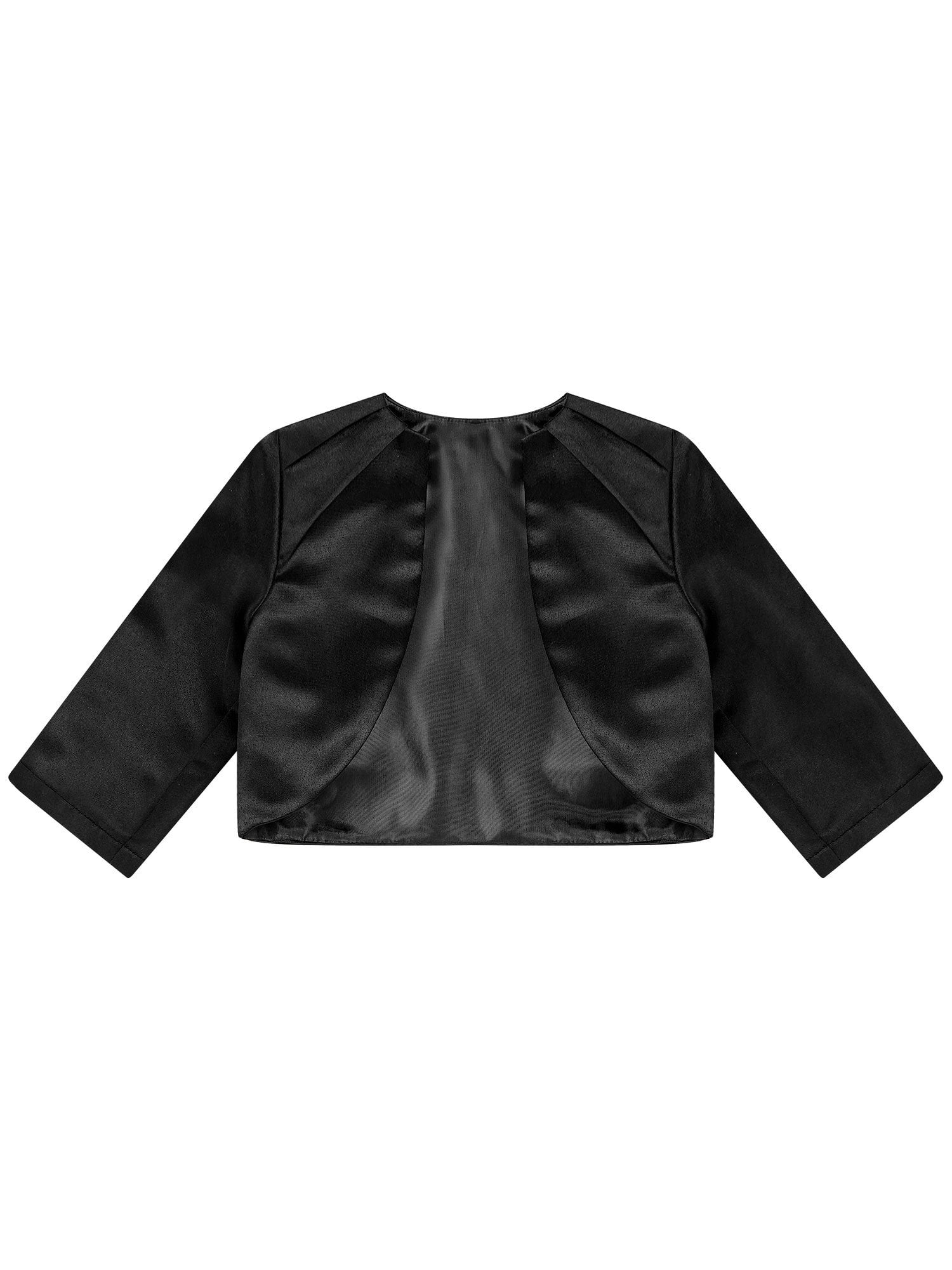Alvivi Kids Girls Satin Cardigan Jacket 3/4 Sleeve Open Front Bolero ...