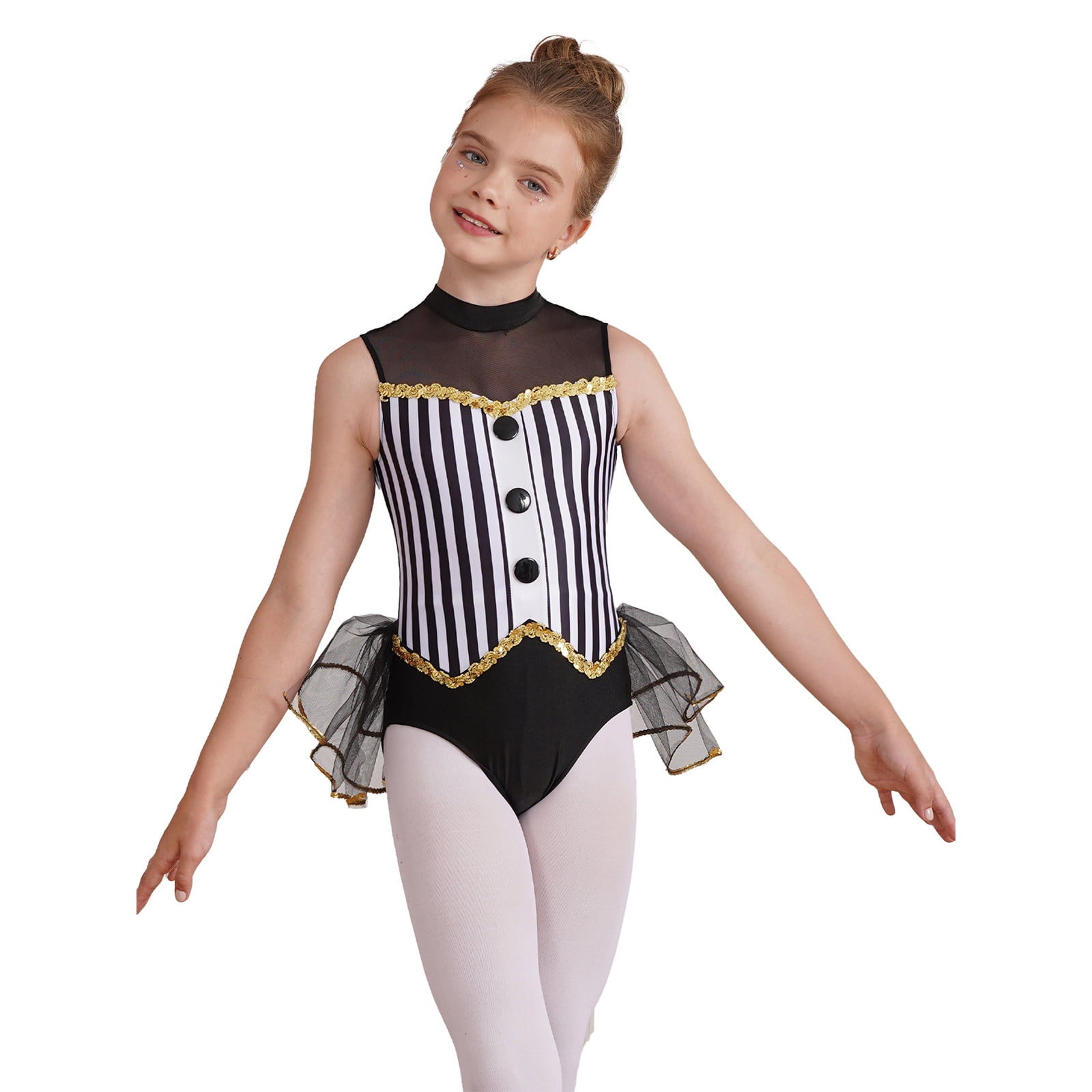 Alvivi Kids Girls Sequins Striped Modern Jazz Latin Ballet Dance Dress ...