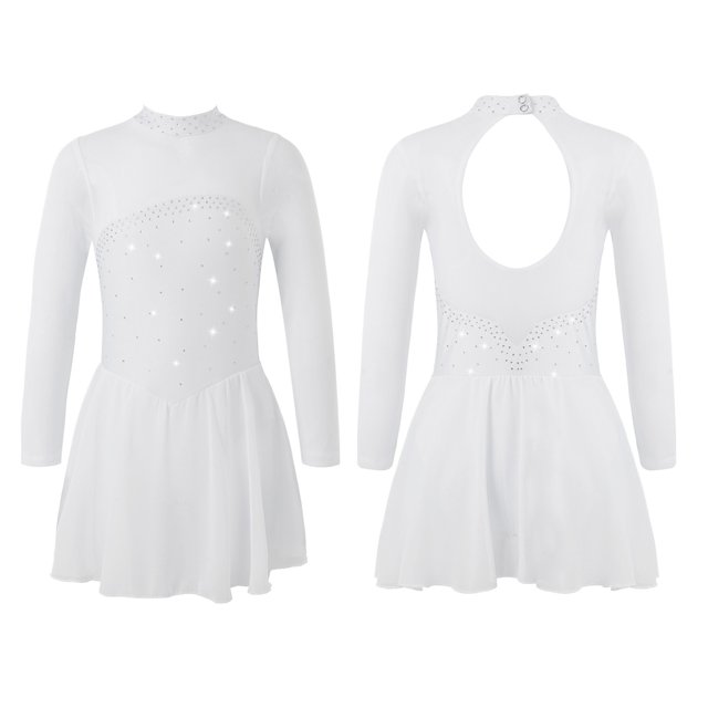 Alvivi Kids Girls Sheer Mesh Long Sleeves Figure Ice Skating Leotard Dress 4-6 - Walmart.com