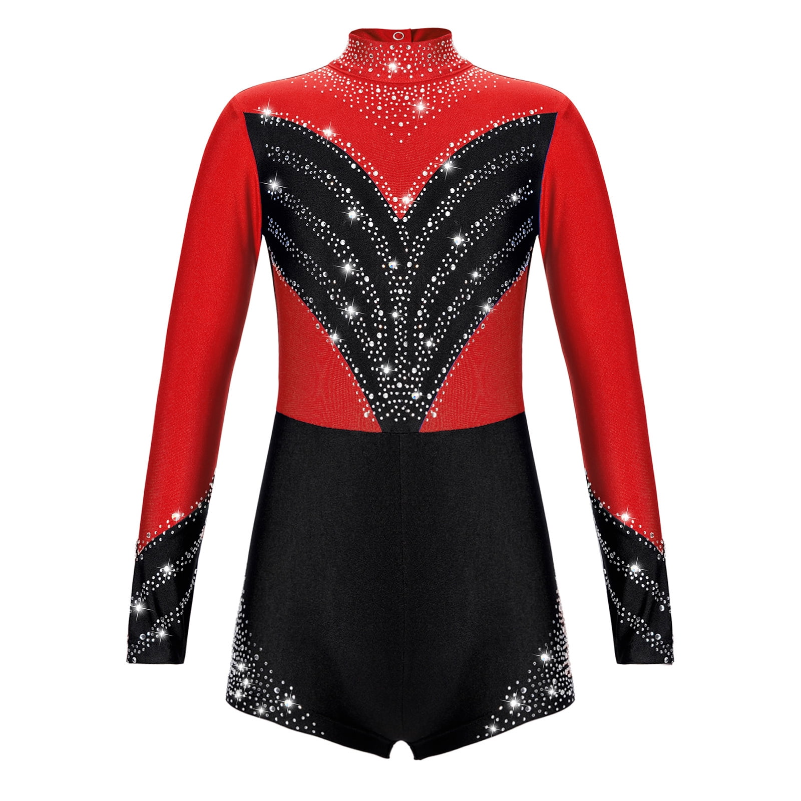 Alvivi Kids Girls Shiny Rhinestone Long Sleeve Ballet Dance Gymnastic ...