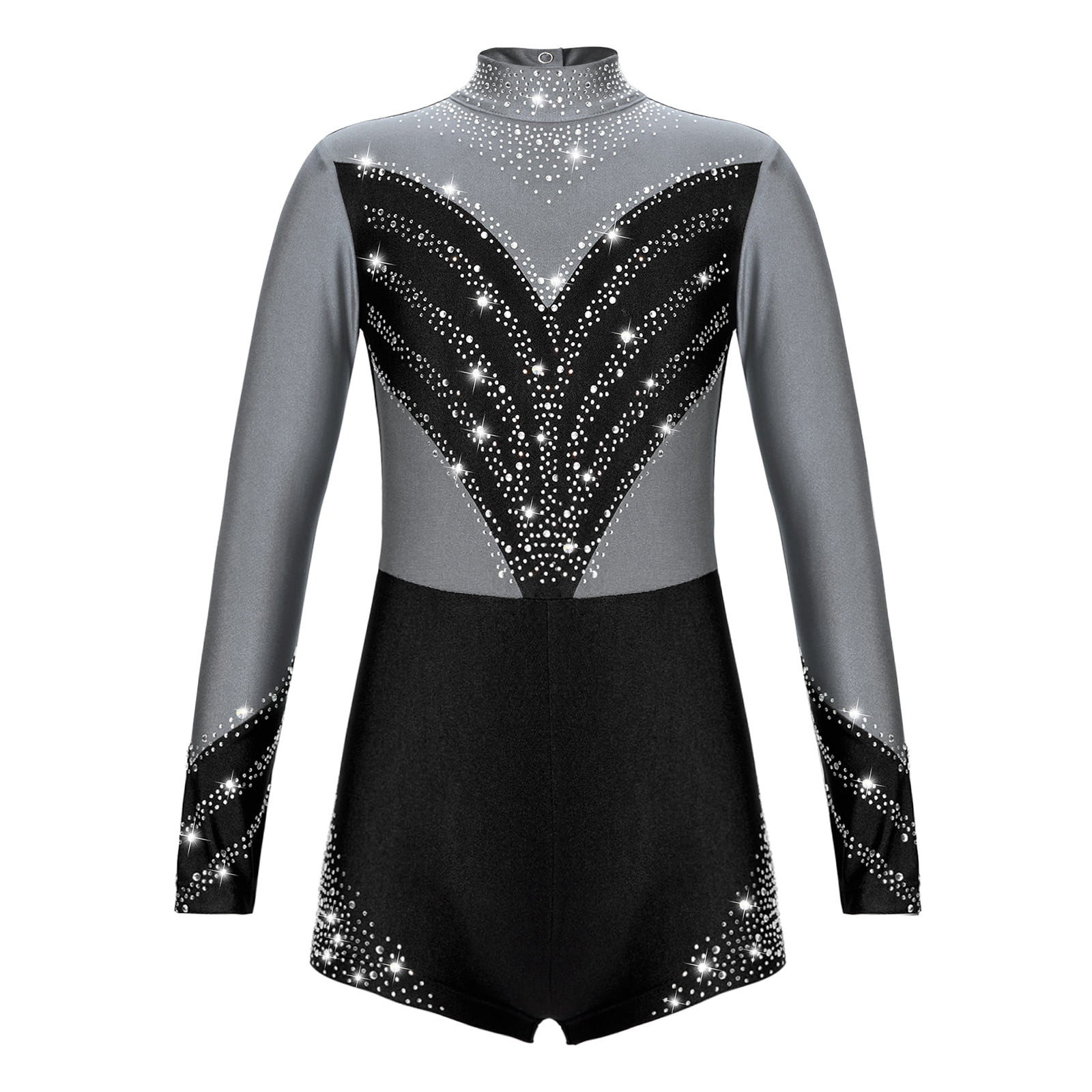 Alvivi Kids Girls Shiny Rhinestone Long Sleeve Ballet Dance Gymnastic ...