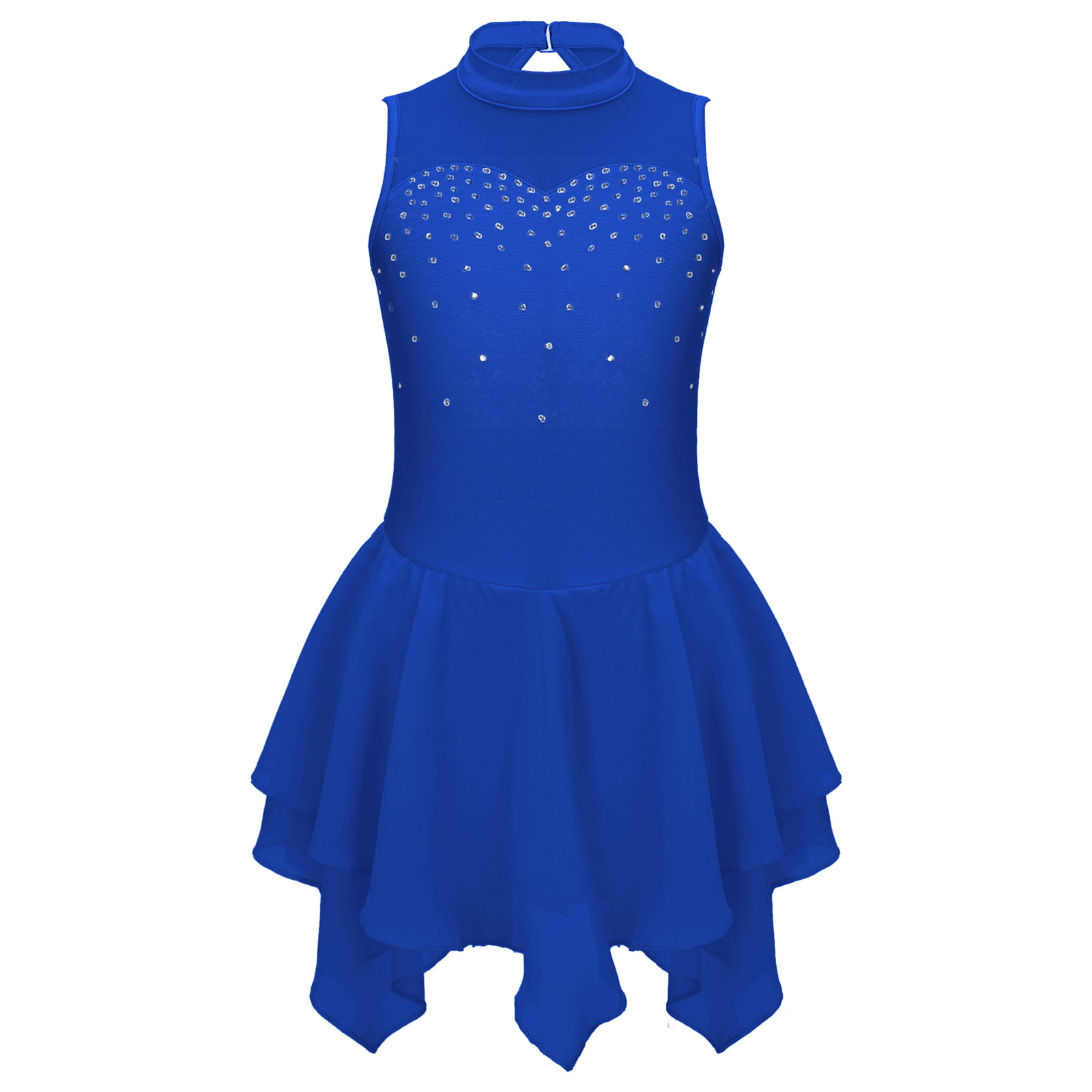 Alvivi Kids Girls Shiny Rhinestones Figure Ice Roller Skating Dress Sleeveless Ballet Dance ...
