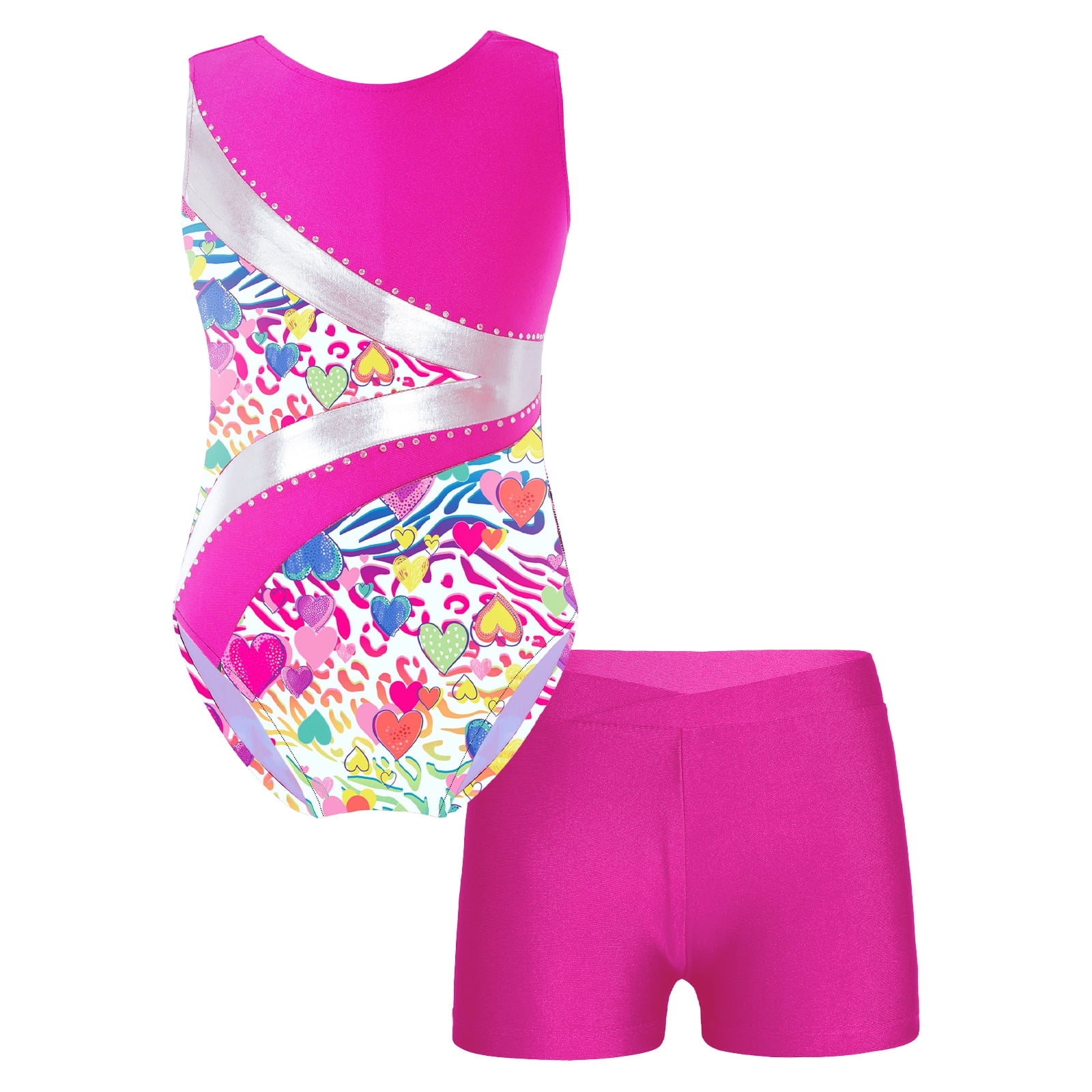 Alvivi Kids Girls Sleeveless Gymnastics Leotards with Shorts 2 Piece ...