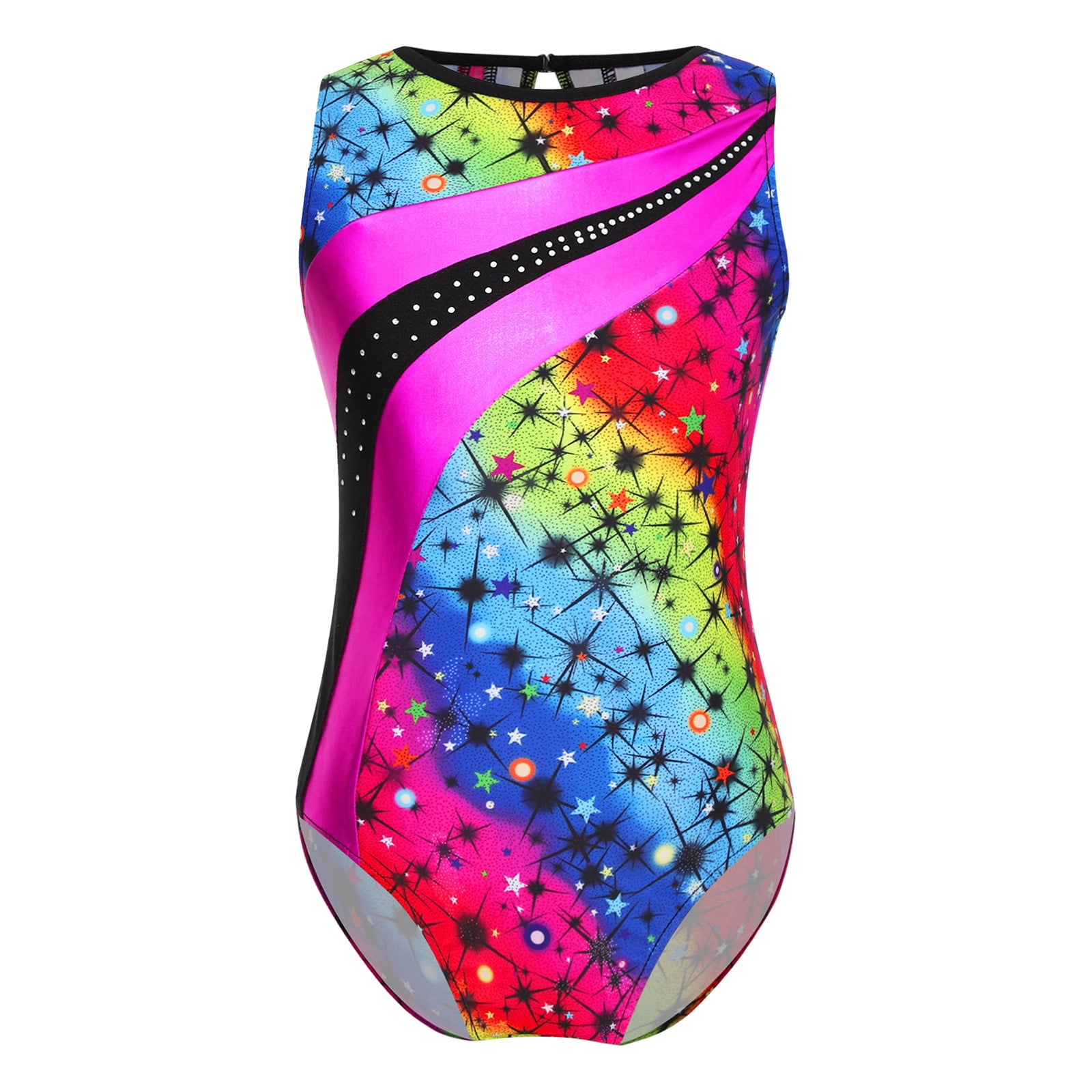 Alvivi Kids Girls Sleeveless One Piece Dance Bodysuit Sports Athletic Gymnastics Leotard Rainbow ...