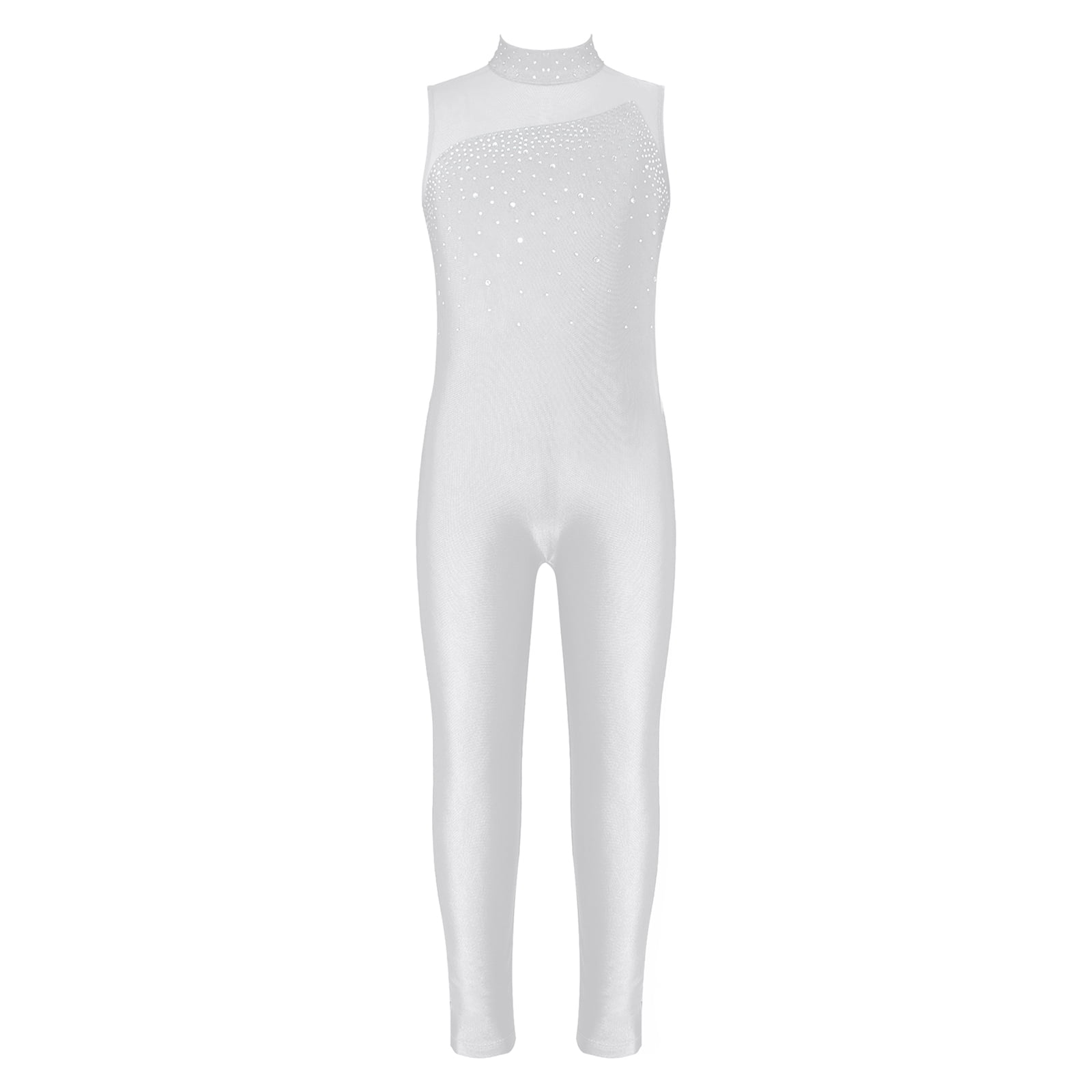 Alvivi Kids Girls Sleeveless Rhinestone Gymnastics Leotard Unitard Full ...