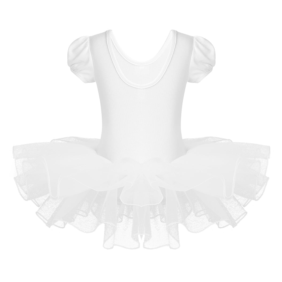 Alvivi Kids Girls Sparkle Ballet Dance Dress Short Sleeve Gymnastics ...