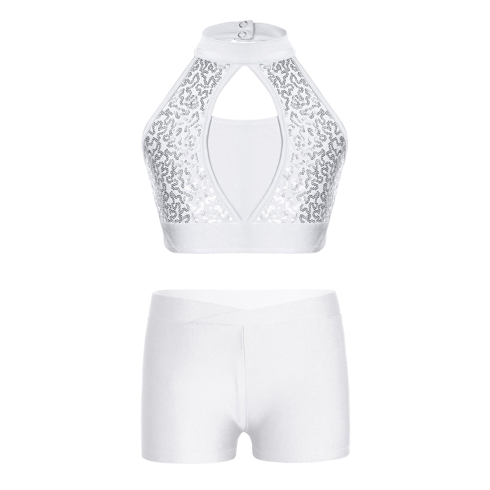 Alvivi Kids Girls Sparkle Dance Performance Outfits Sleeveless Sports ...