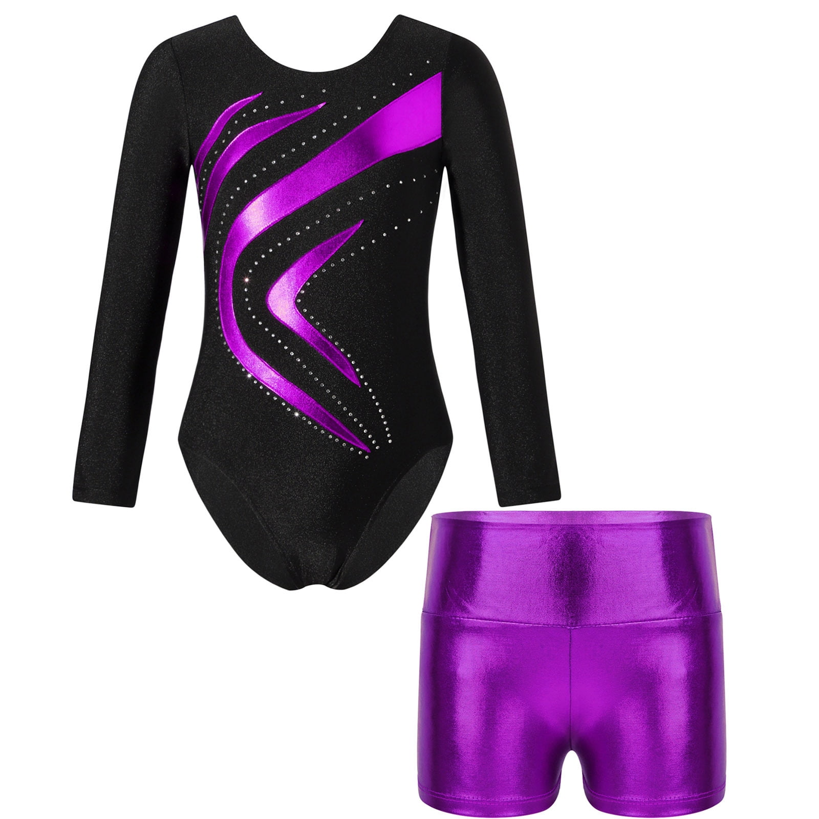 Alvivi Kids Girls Sparkle Gymnastics Leotard Long Sleeve Ballet Dance ...