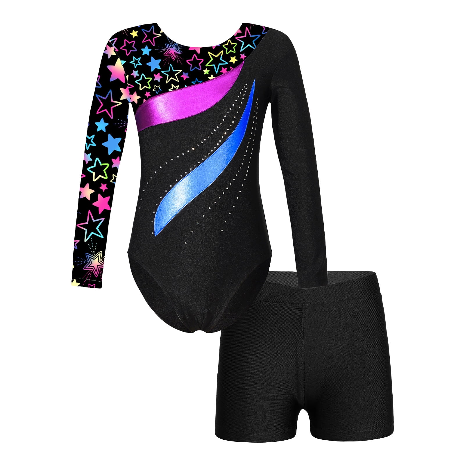 Alvivi Kids Girls Sparkle Tracksuit Dance Outfits Long Sleeve ...