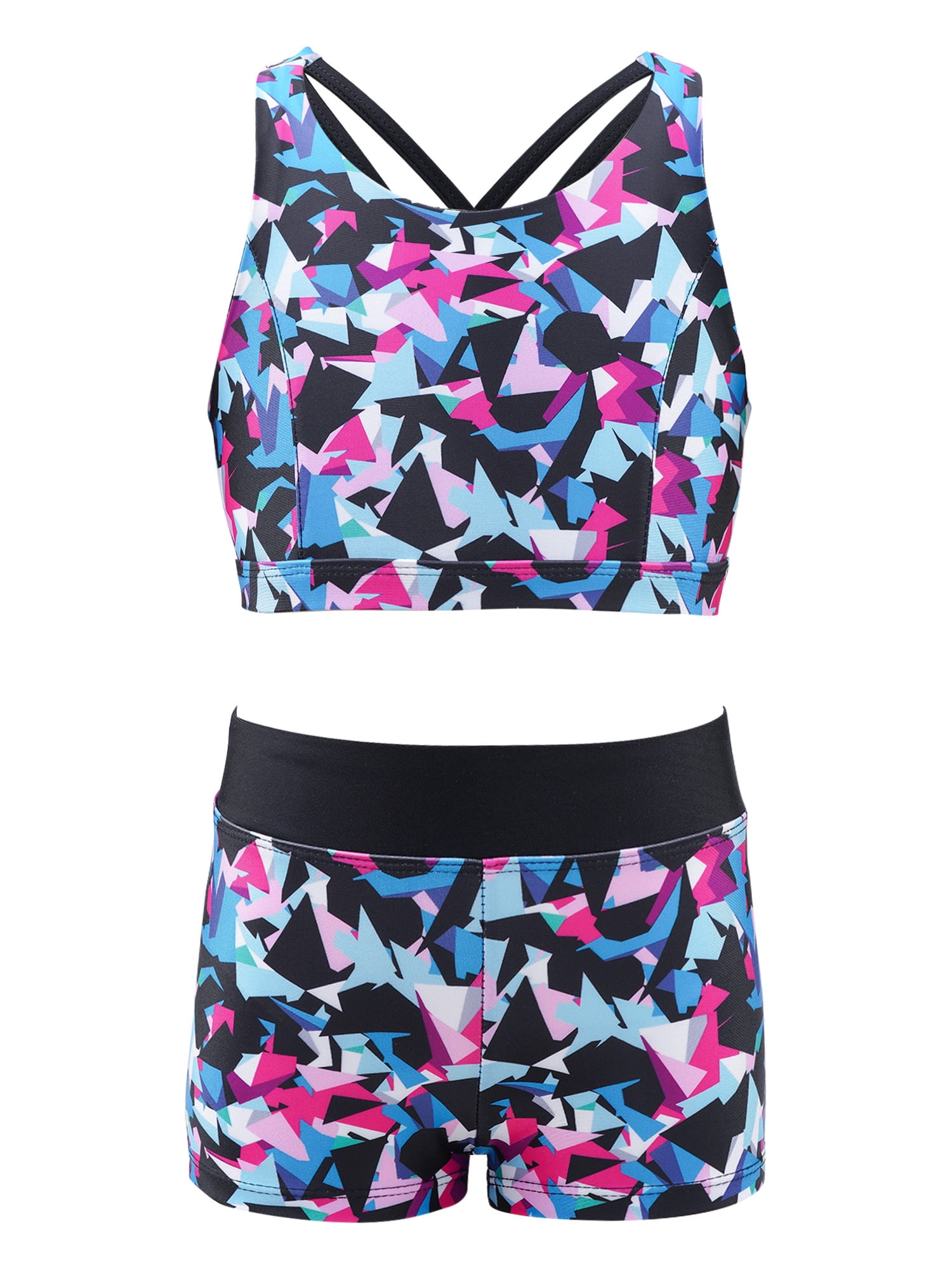 Alvivi Kids Girls Swimsuit Athletic Tankini Set Sports Swimwear 2 Piece ...