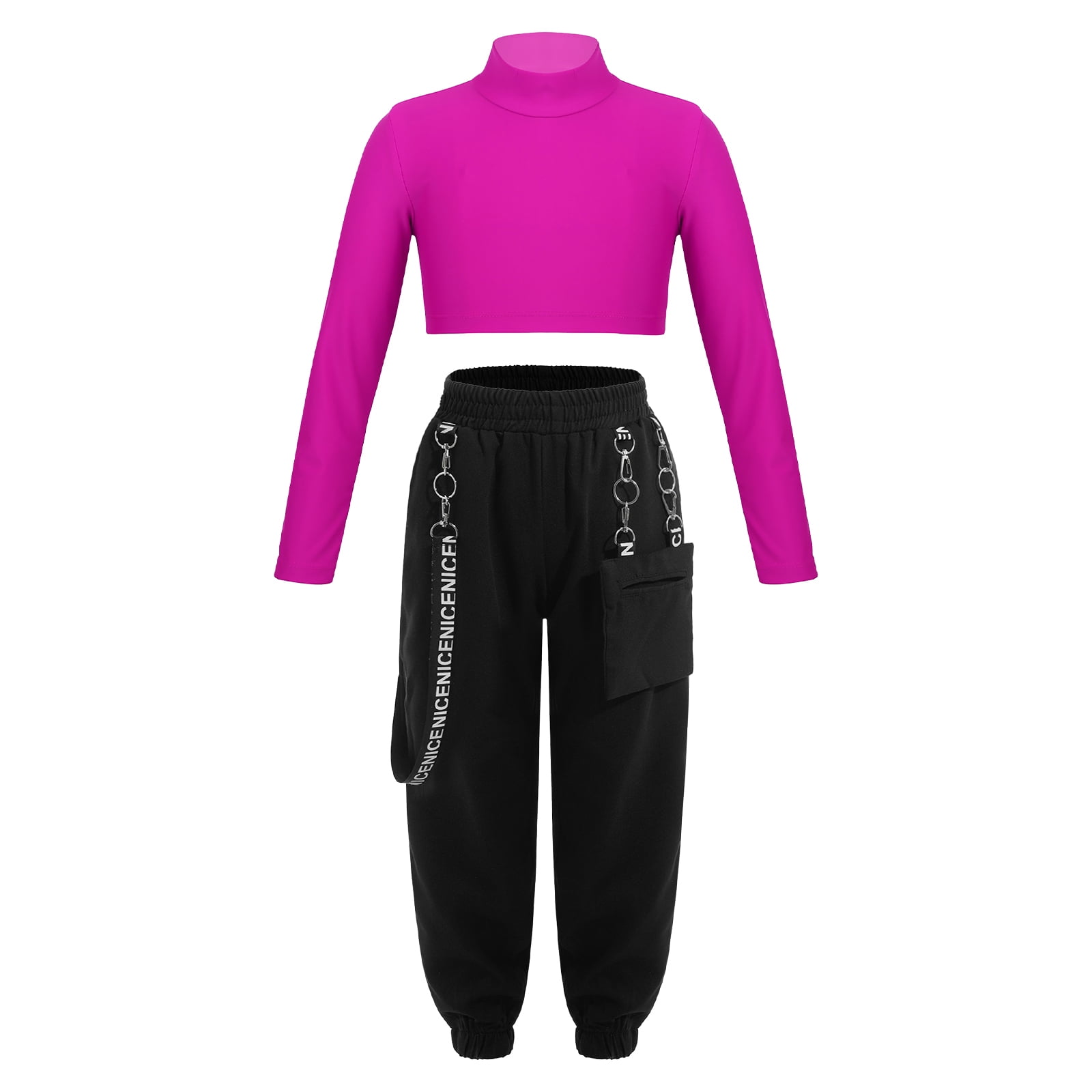 Alvivi Kids Girls Tracksuit Long Sleeve Hip Hop Crop Tank Top+Athletic ...
