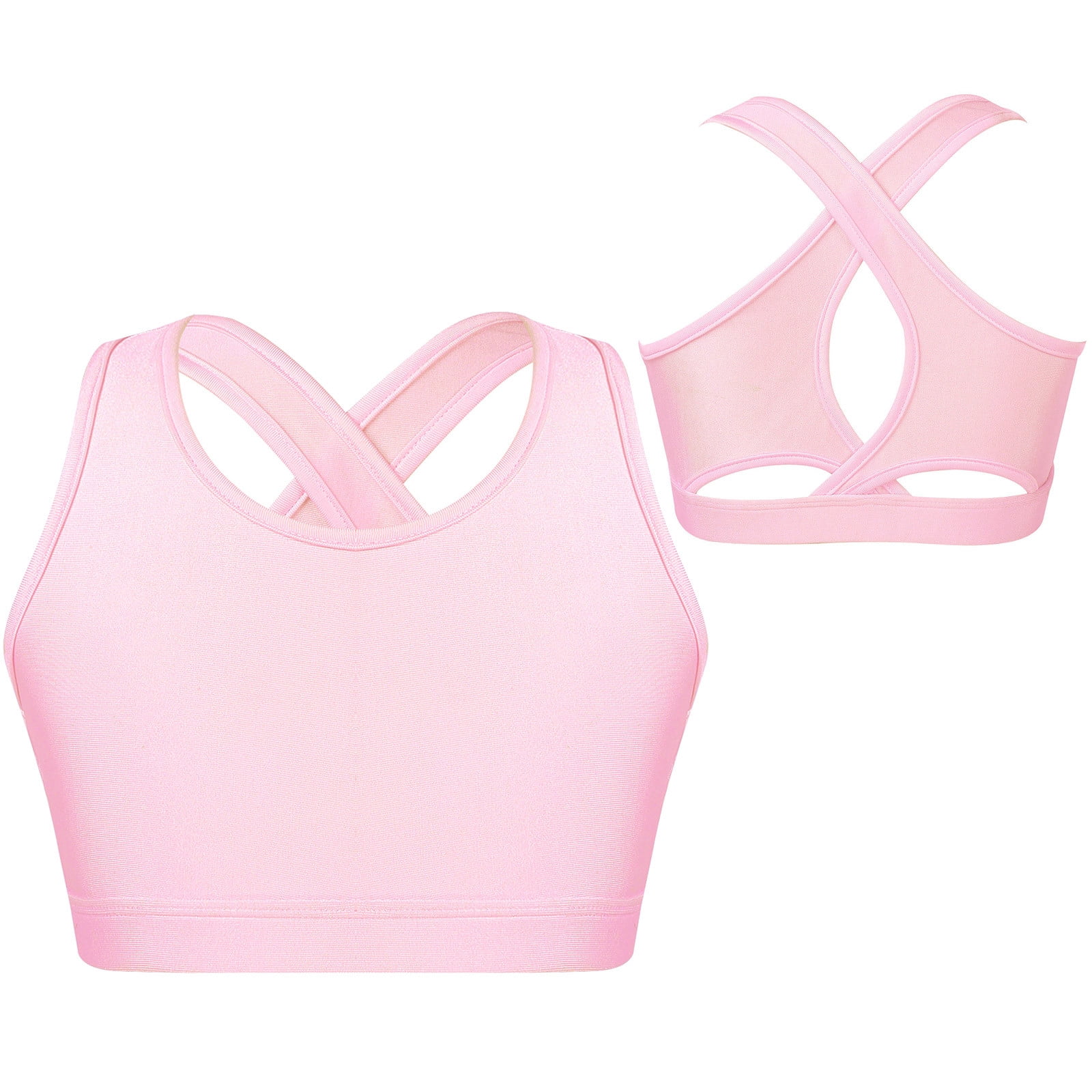 Alvivi Kids Girls Yoga Sport Bra Top U Neck Shoulder Straps Cross Crop ...