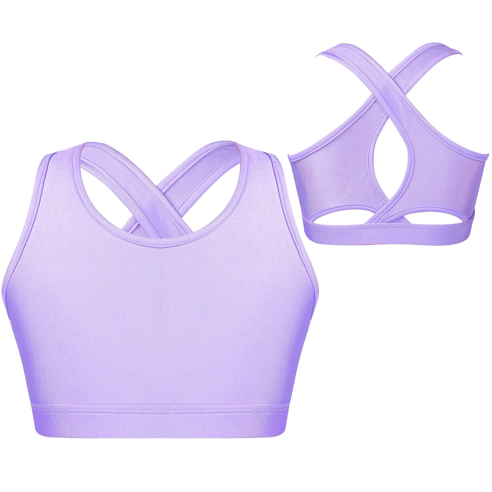 Alvivi Kids Girls Yoga Sport Bra Top U Neck Shoulder Straps Cross Crop ...