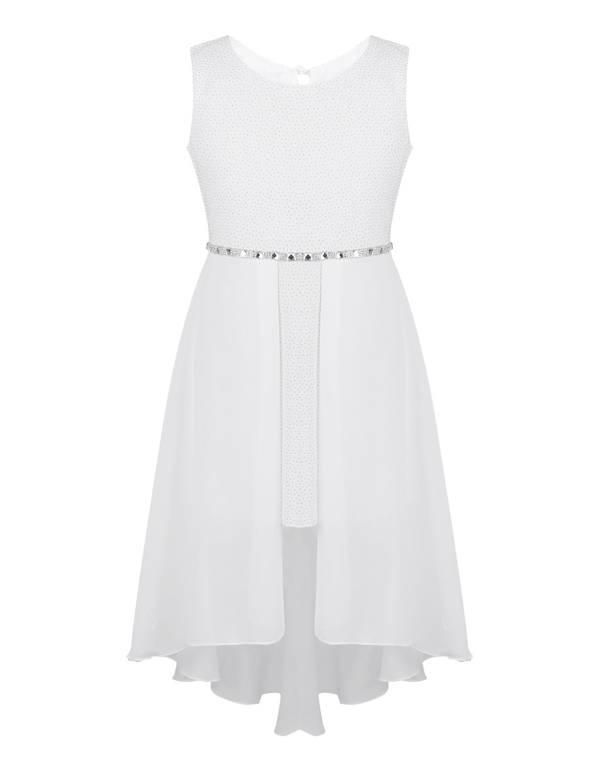 Alvivi Kids Junior Girls Shiny Rhinestone Irregular Flower Girl Dress ...