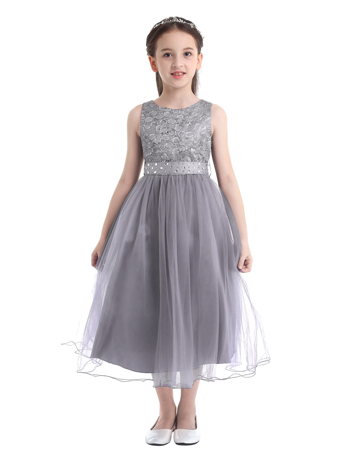 Alvivi Kids Sequined Lace Mesh Flower Girls Dress Princess Pageant ...