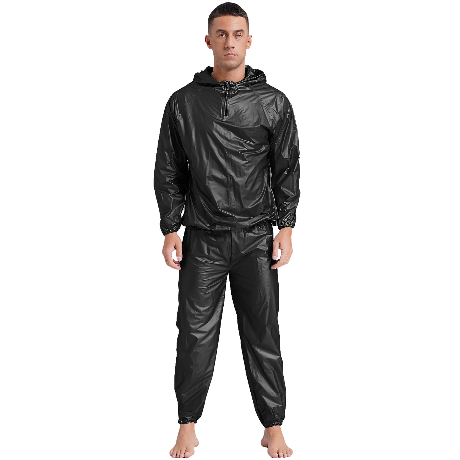 Alvivi Men's 2Pcs Sauna Suit Sweat Compression Jacket Top with Pants ...