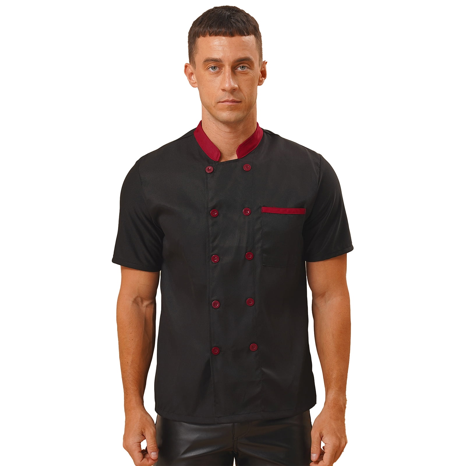 Alvivi Men's Chef Coat Uniform Short Sleeve Cook Jacket Restaurant ...