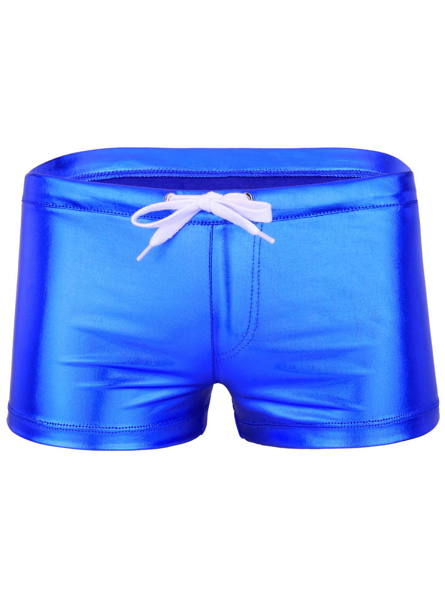Alvivi Men's Shiny Metallic Booty Shorts Drawstring Boxer Shorts Rave ...