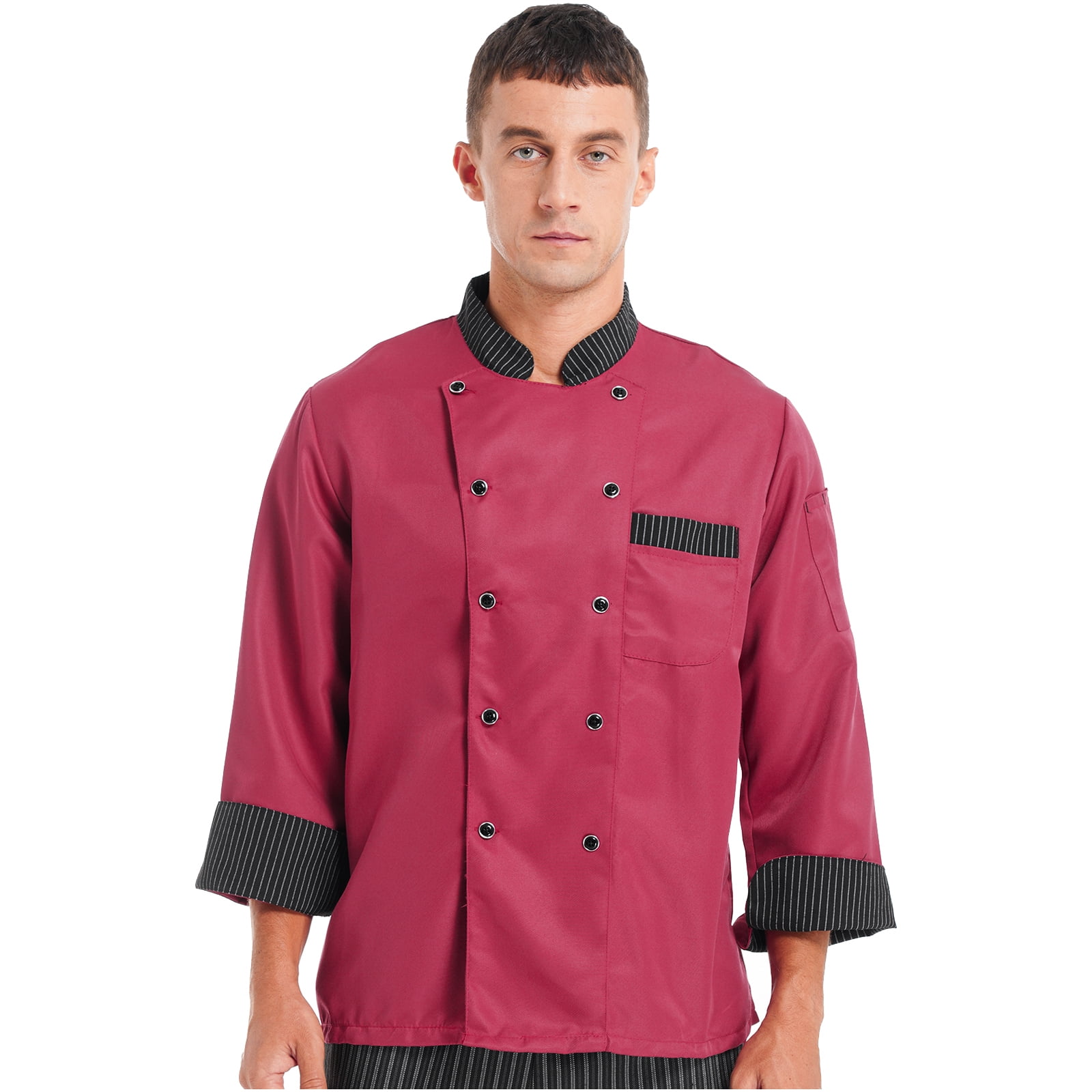 Alvivi Mens Chef Coat Jacket Short Sleeve Double-Breasted Restaurant ...