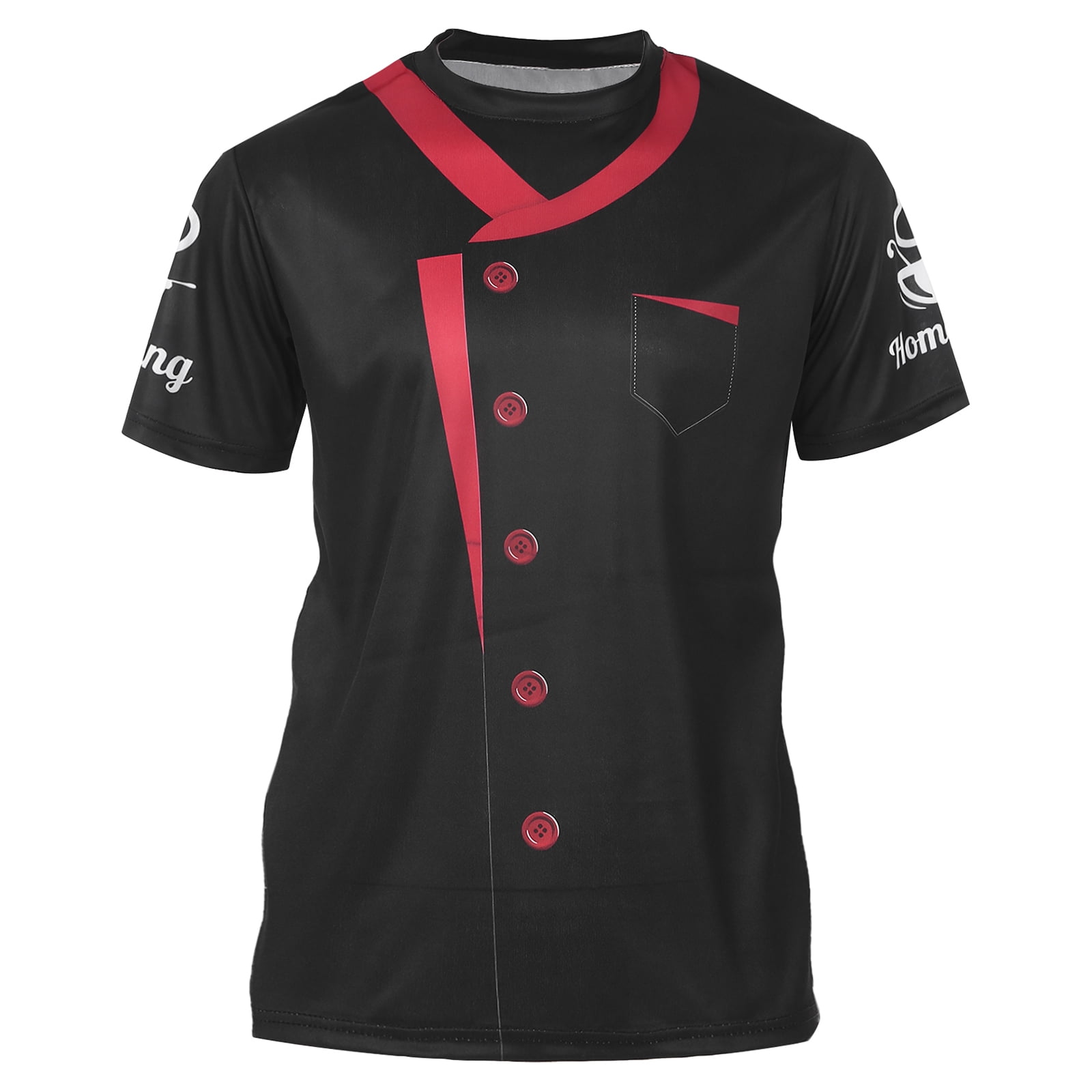 Alvivi Mens Color Block Chef T-shirt Restaurant Kitchen Cooks Costume ...