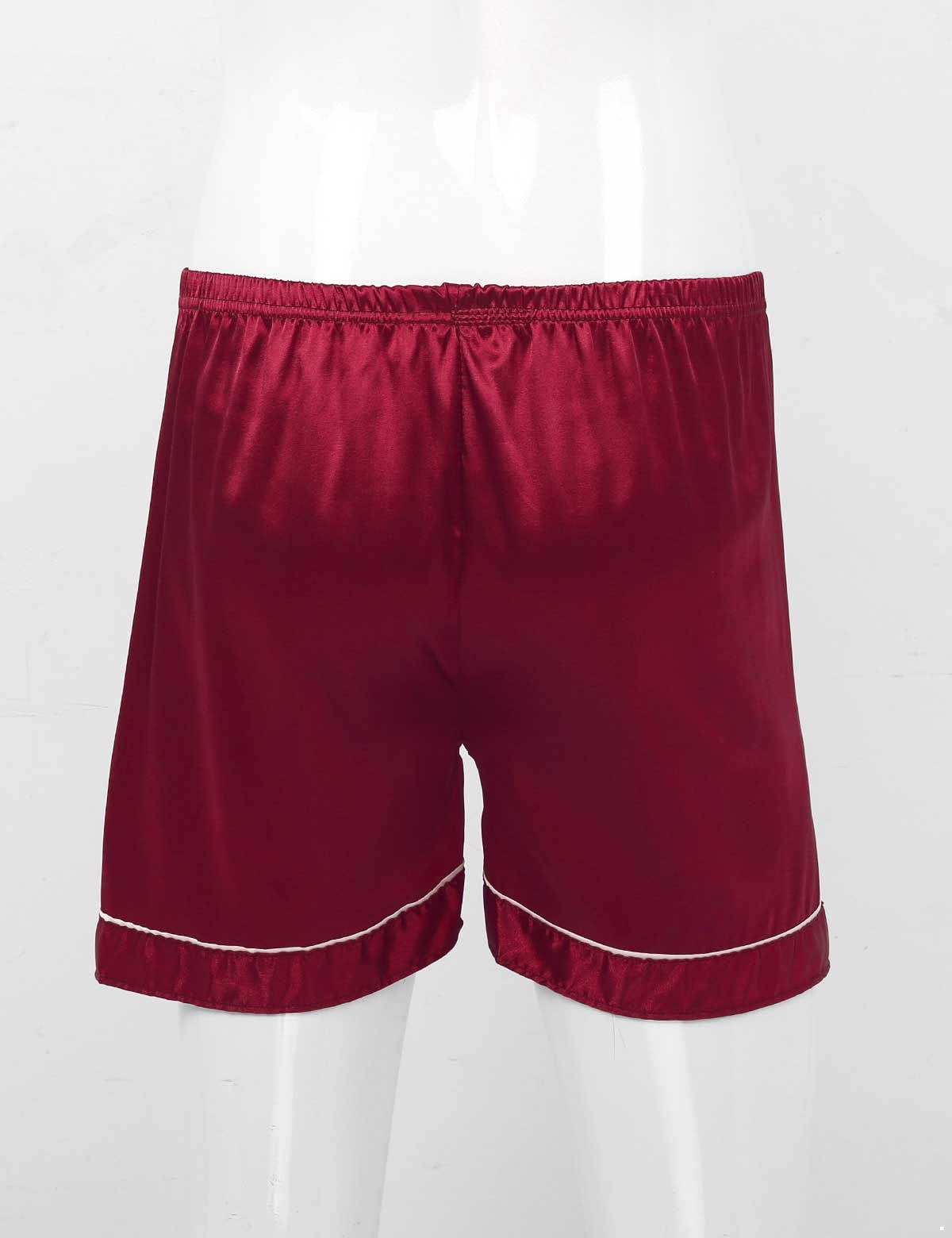 Alvivi Mens Pajama Bottoms Satin Pajama Boxer Shorts with Elastic ...