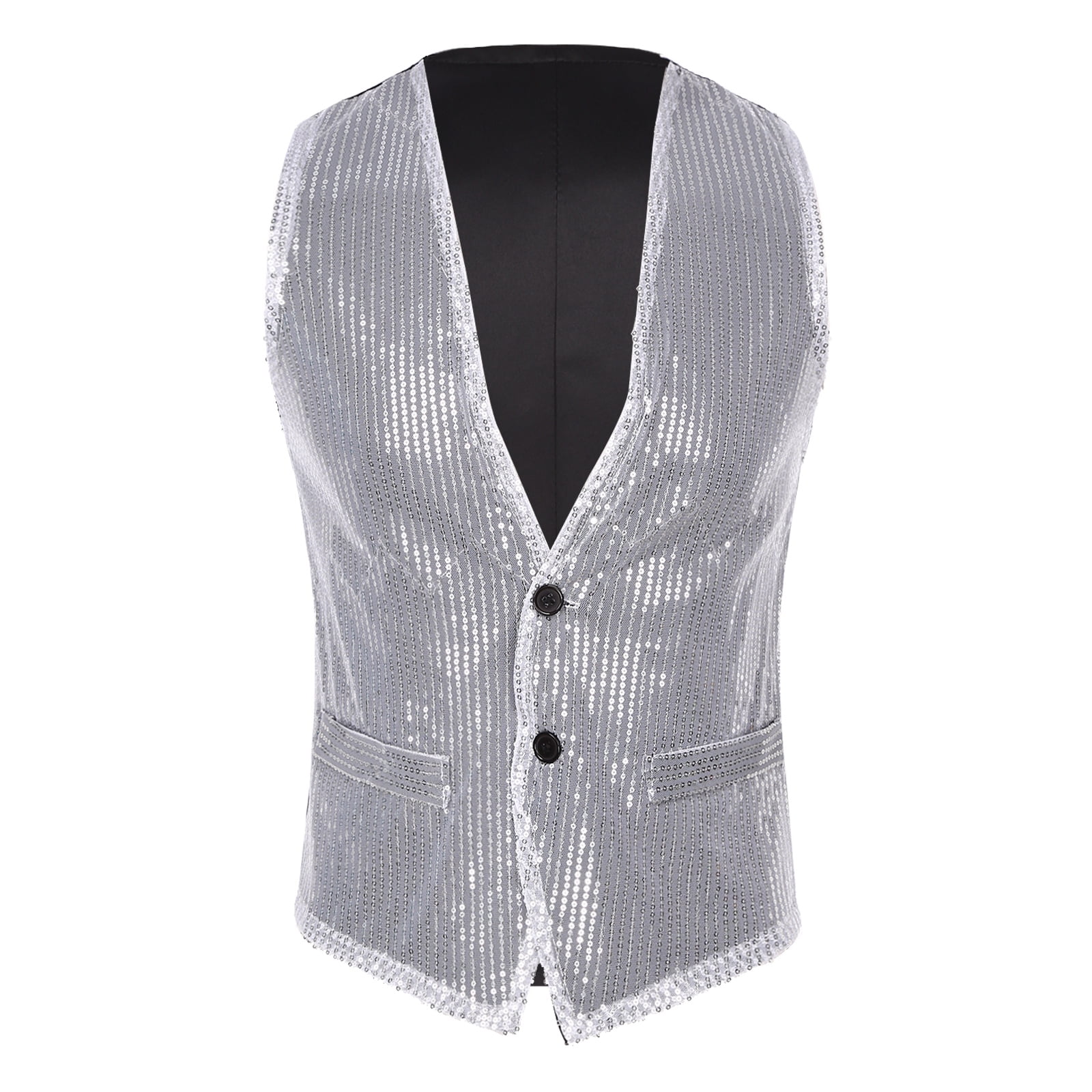 Alvivi Mens Shiny Sequin Suit Vest V-Neck Party Dress Stylish Tuxedo ...
