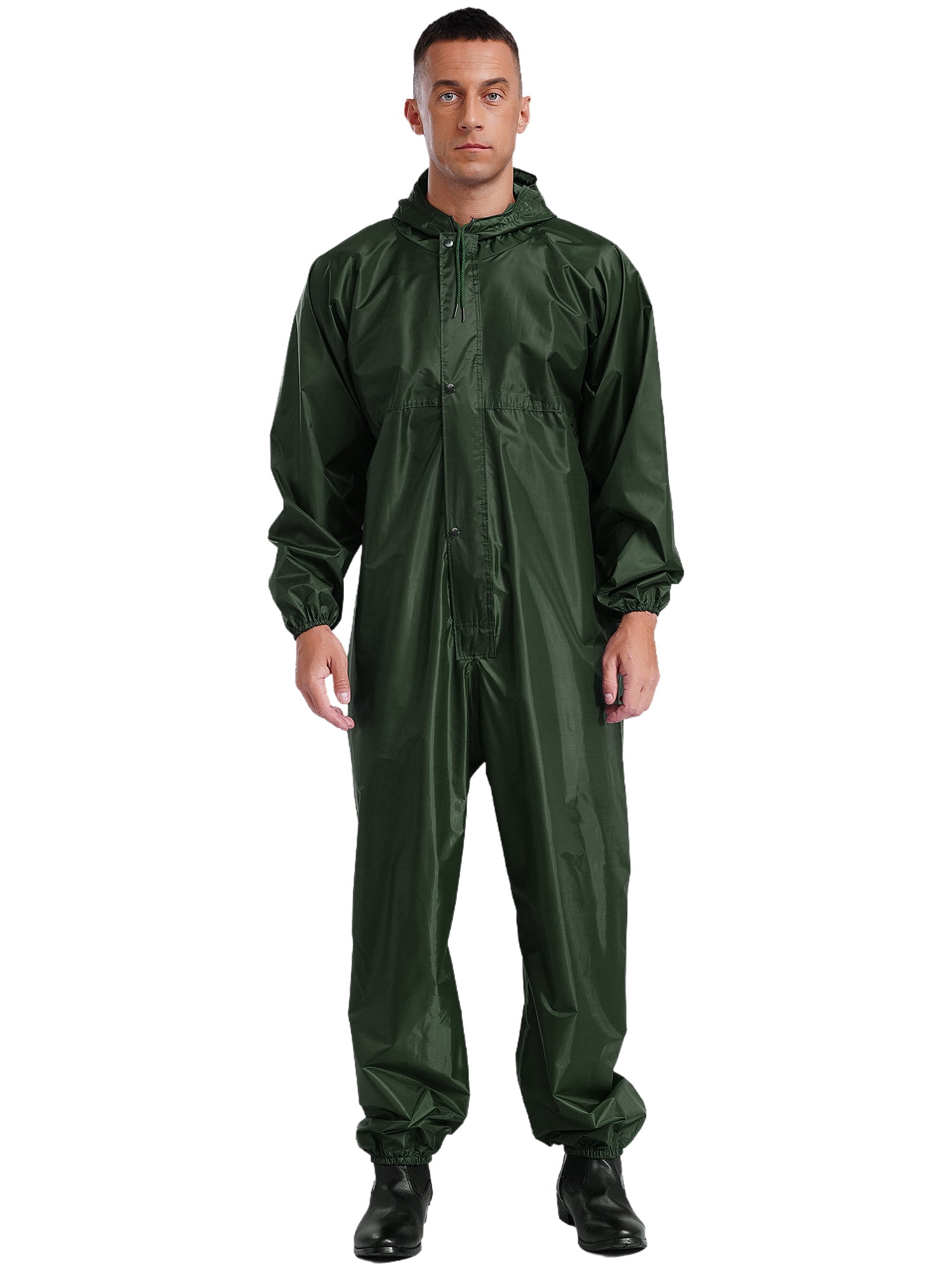 Alvivi Mens Waterproof Hooded Coveralls Raincoat Rain Suit Dustproof ...