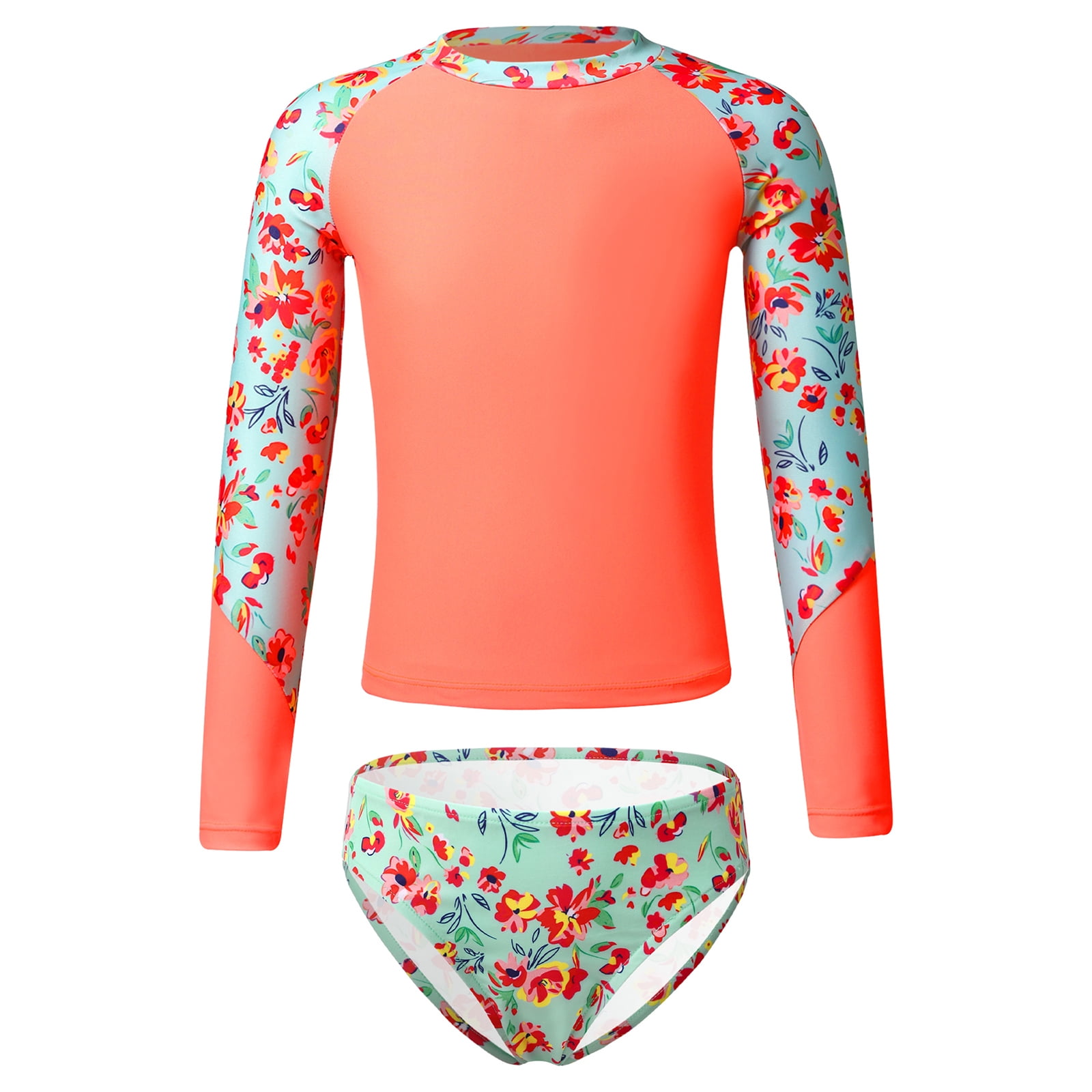 Alvivi Toddler Girl Rash Guard Long Sleeve Shirts with Bikini Bottoms ...