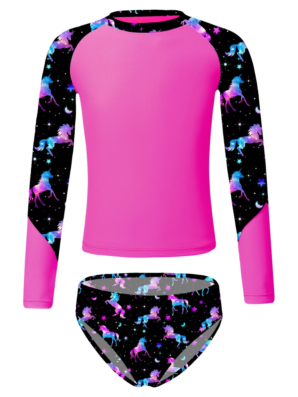 Alvivi Toddler Girl Rash Guard Long Sleeve Shirts with Bikini Bottoms ...