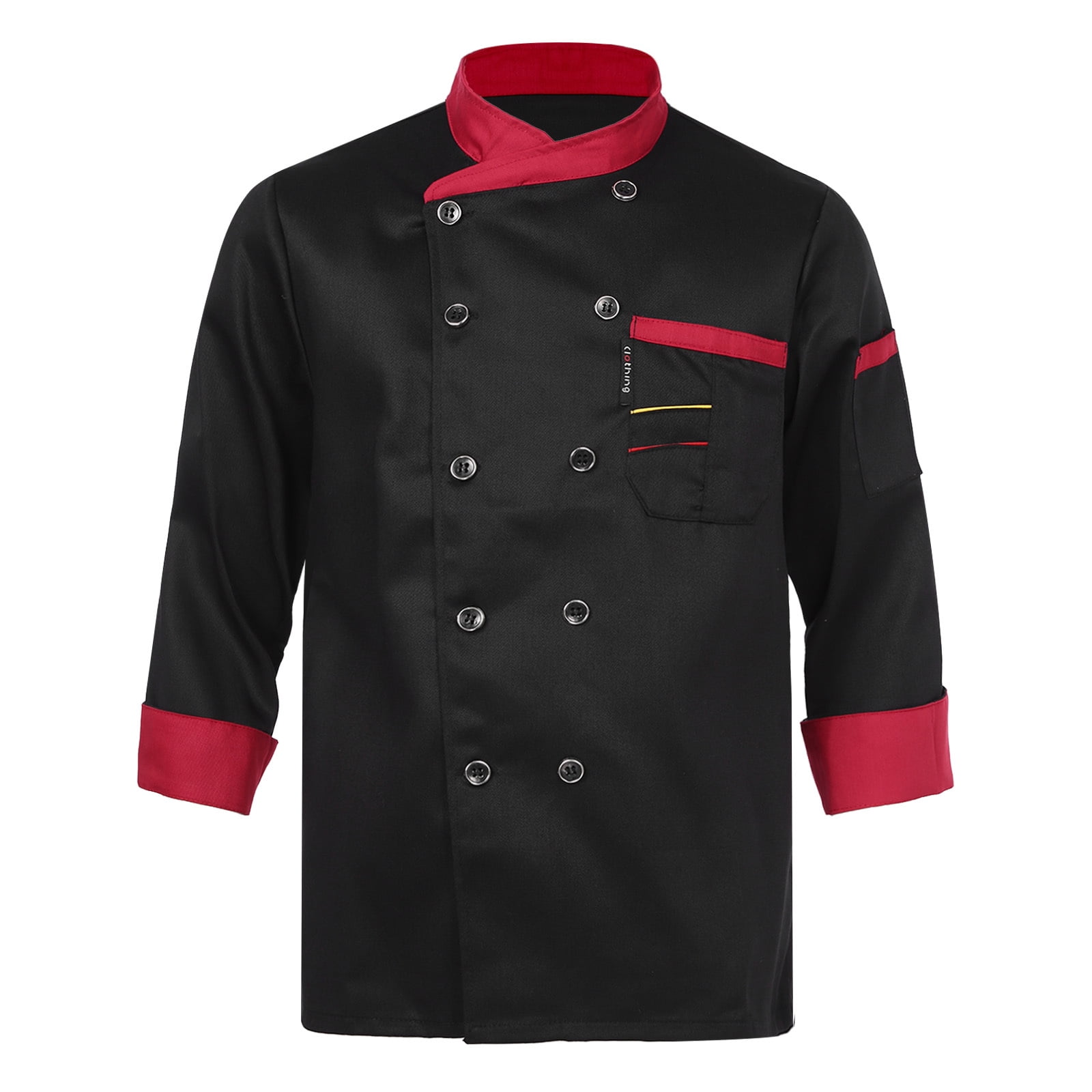 Alvivi Unisex Chef Coat Men Women Long Sleeve Cross-Over Collar Button ...