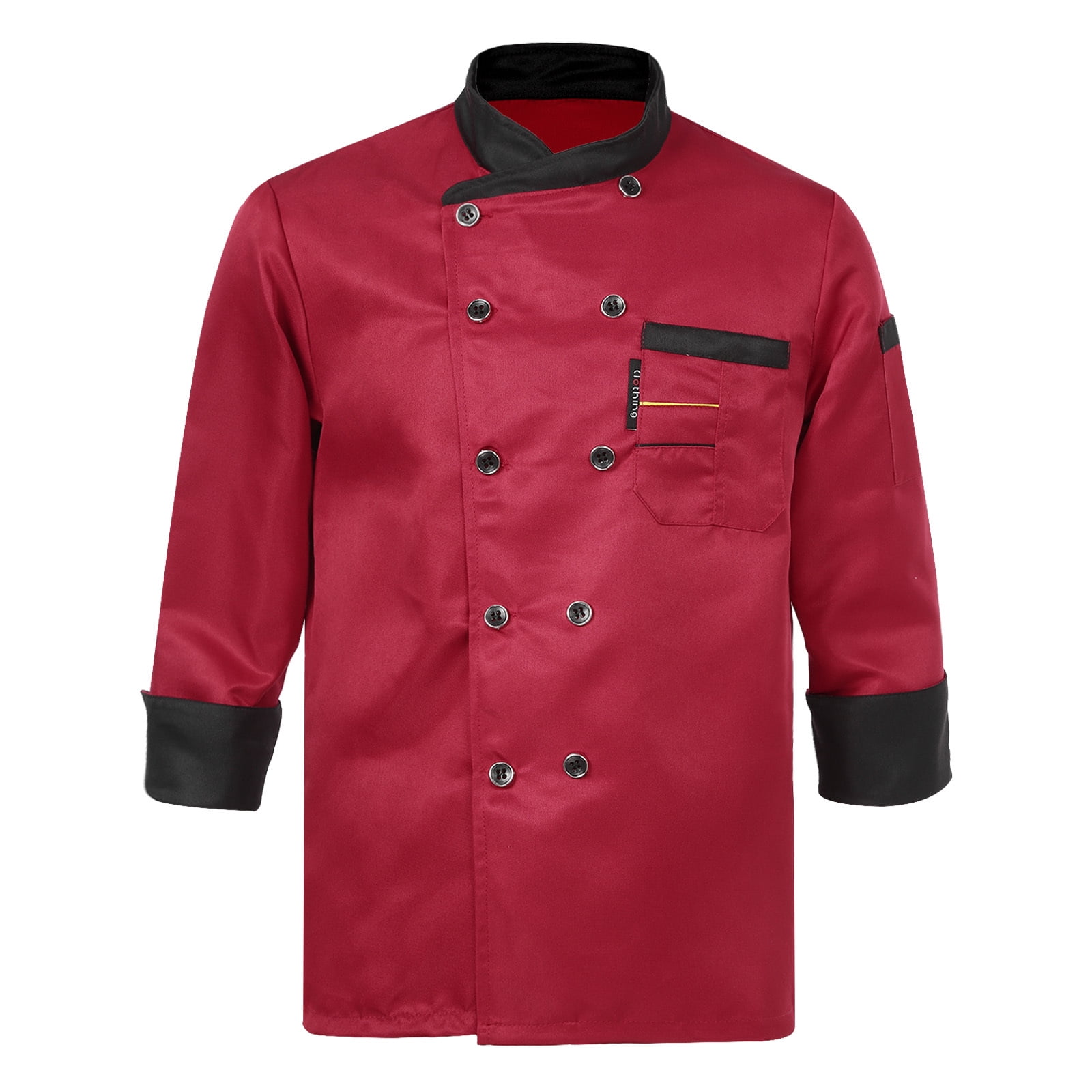 Alvivi Unisex Chef Coat Men Women Long Sleeve Cross-Over Collar Button ...