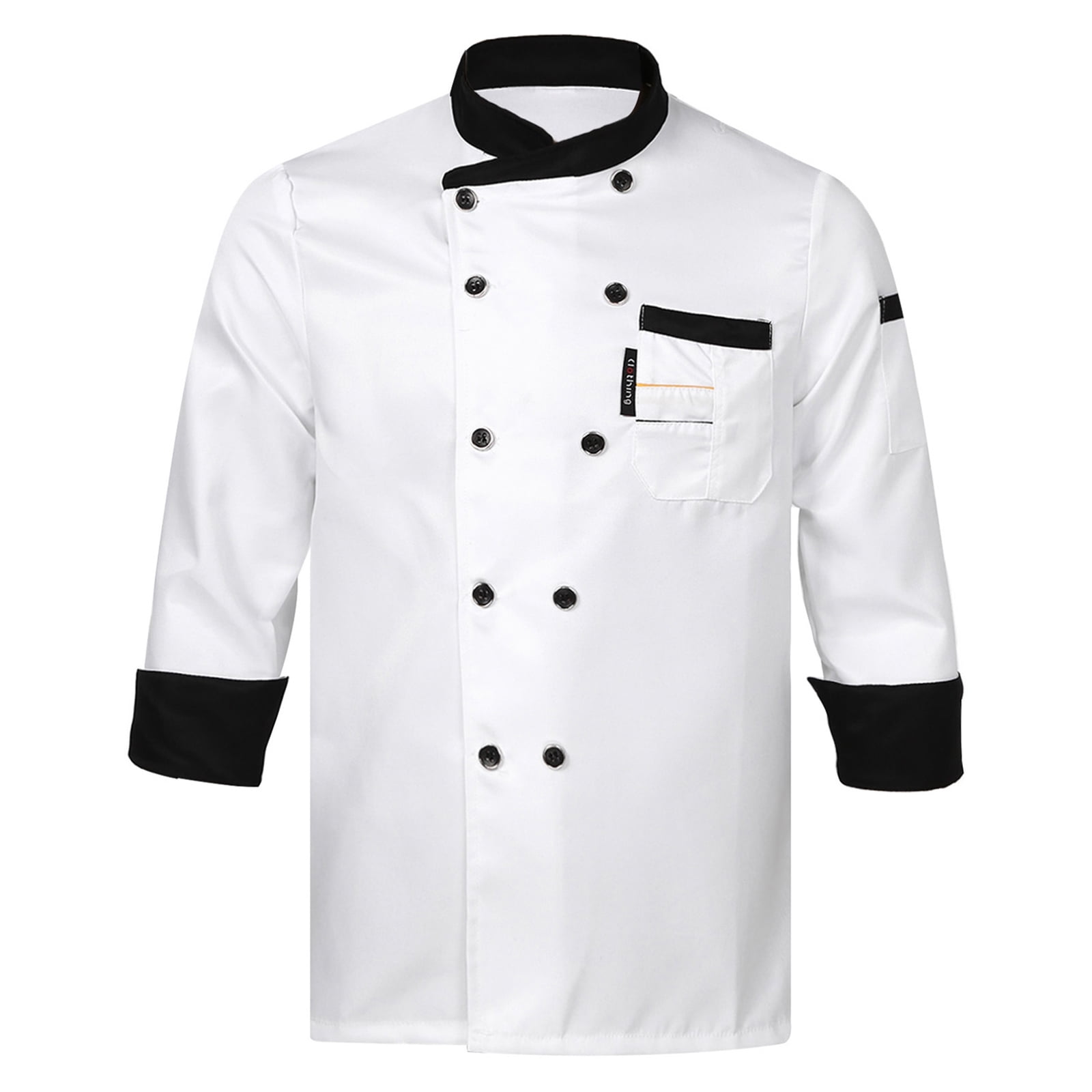 Alvivi Unisex Chef Coat Men Women Long Sleeve Cross-Over Collar Button ...