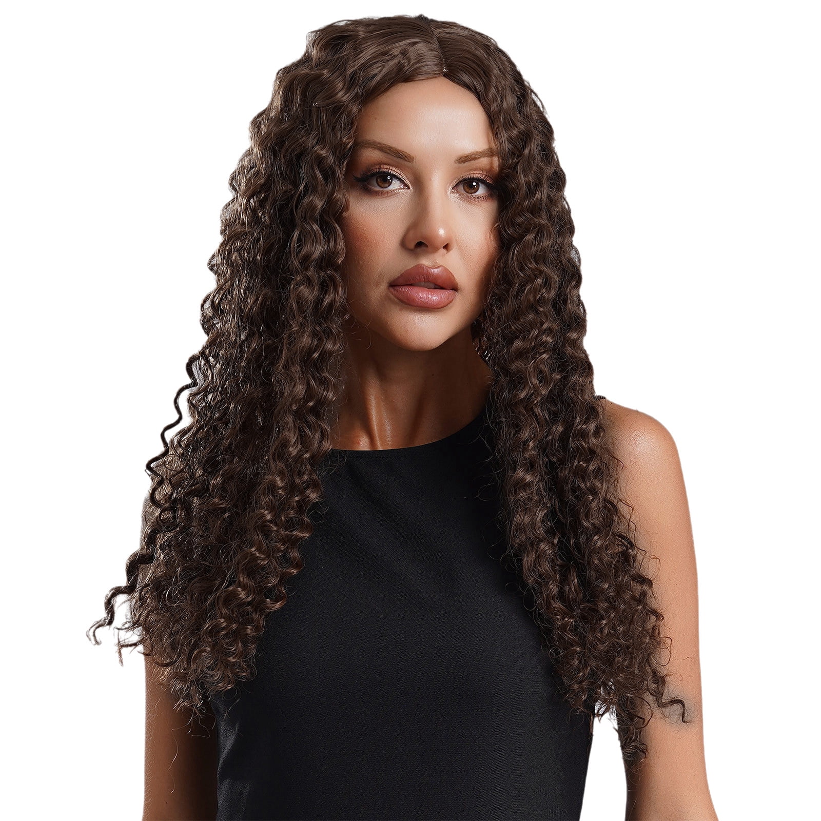 Alvivi Women Long Small Curly Wigs Synthetic Natural Crimps Curls Wig ...