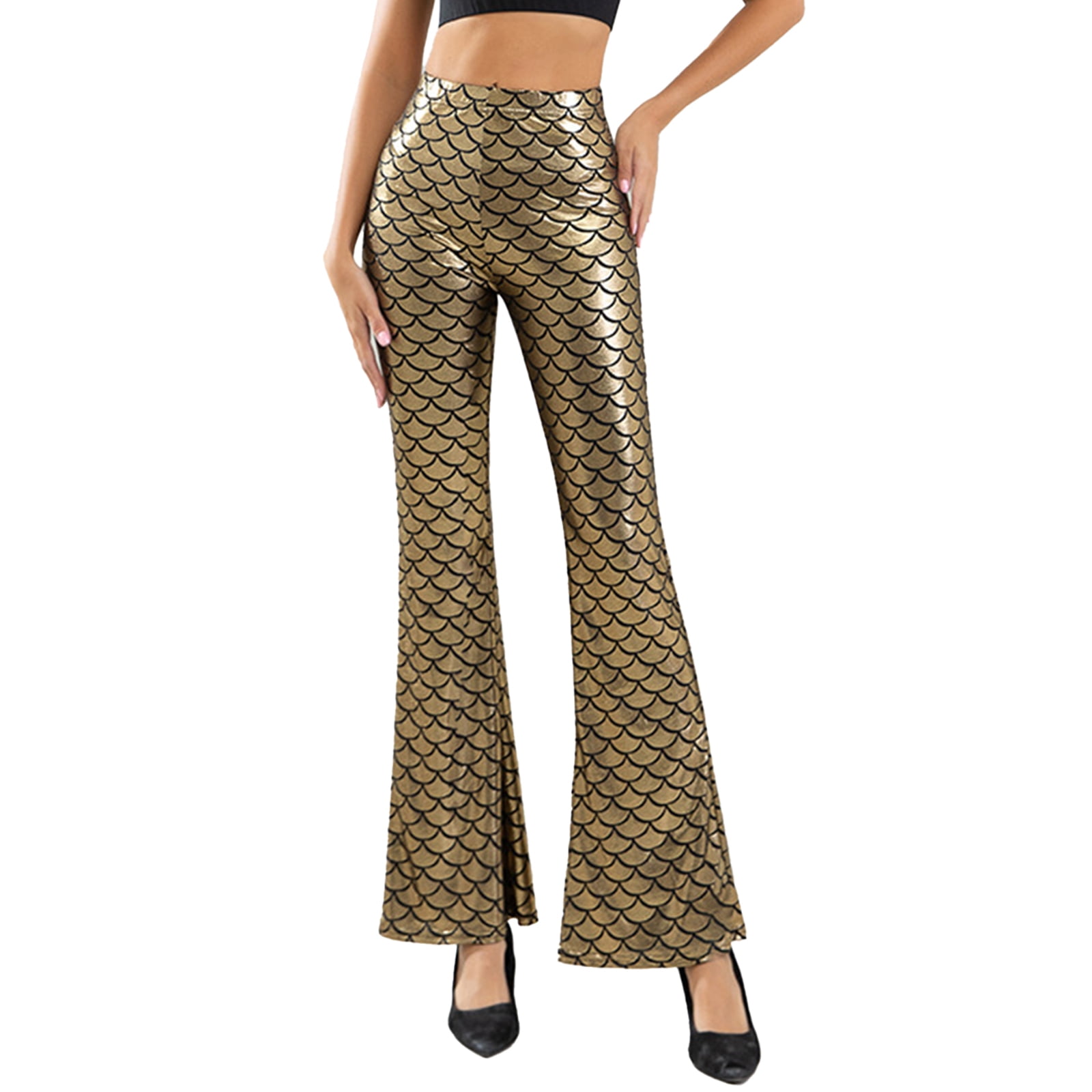 Alvivi Women Shiny Fish Scale Mermaid Leggings Metallic High Waist ...