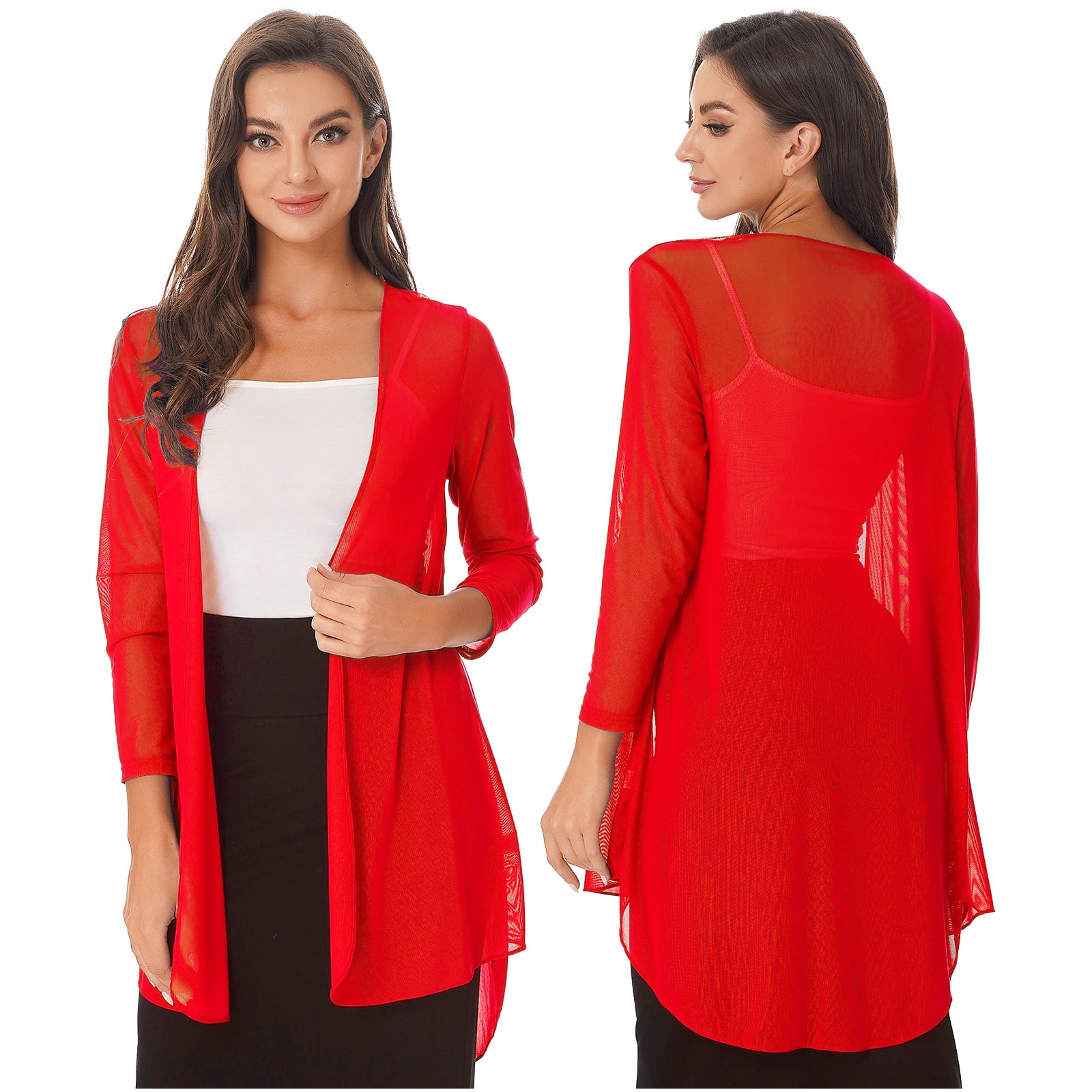 Alvivi Women's Long Sleeve Open Front Cardigan Chiffon Bolero Shrug ...