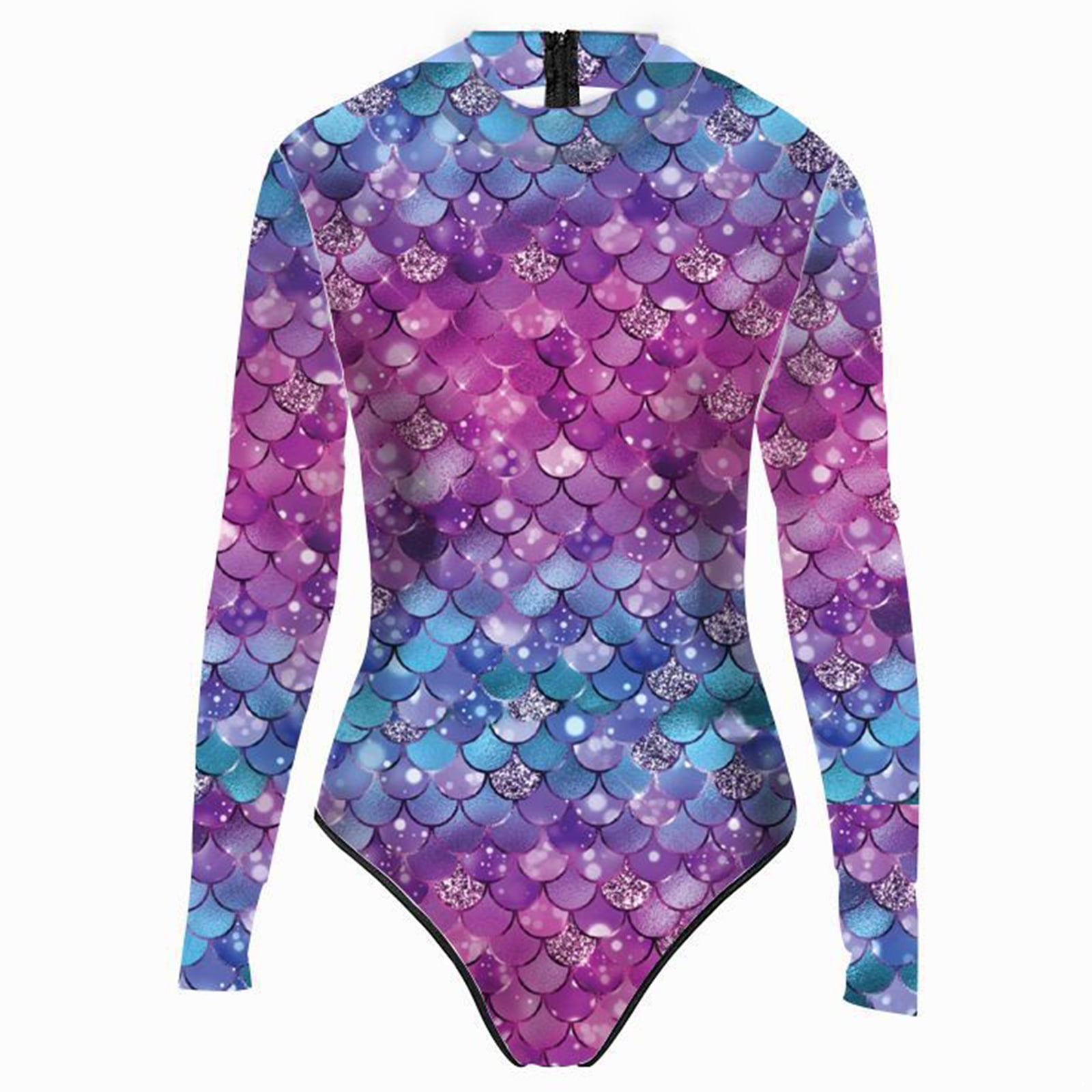 Alvivi Women's Mermaid Swimsuit Tummy Control Bathing Suit Long Sleeve ...