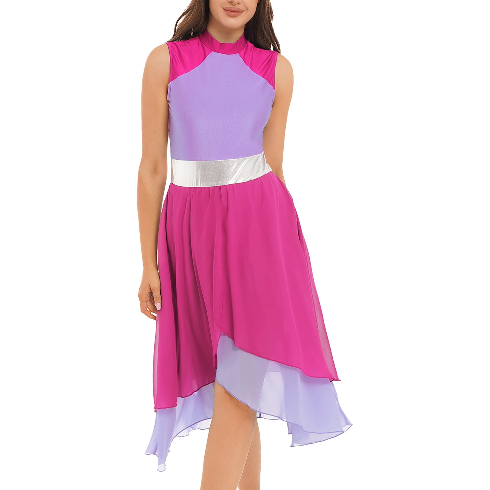 Alvivi Women's Praise Worship Dance Dress Asymmetrical Hem Chiffon ...