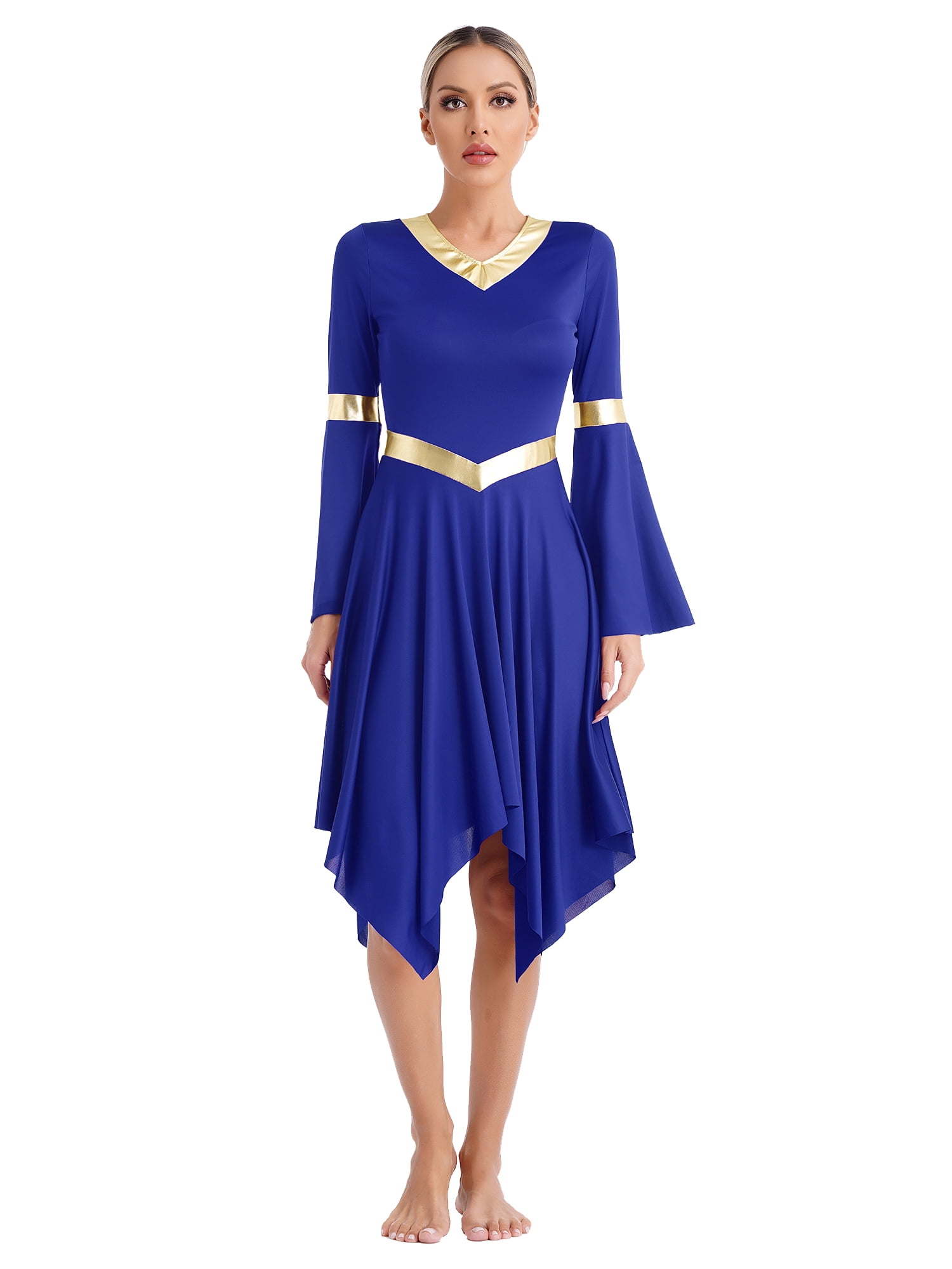 Alvivi Women's Praise Worship Dance Dress Lyrical Dance Costume Liturgical Dancewear Blue XL ...