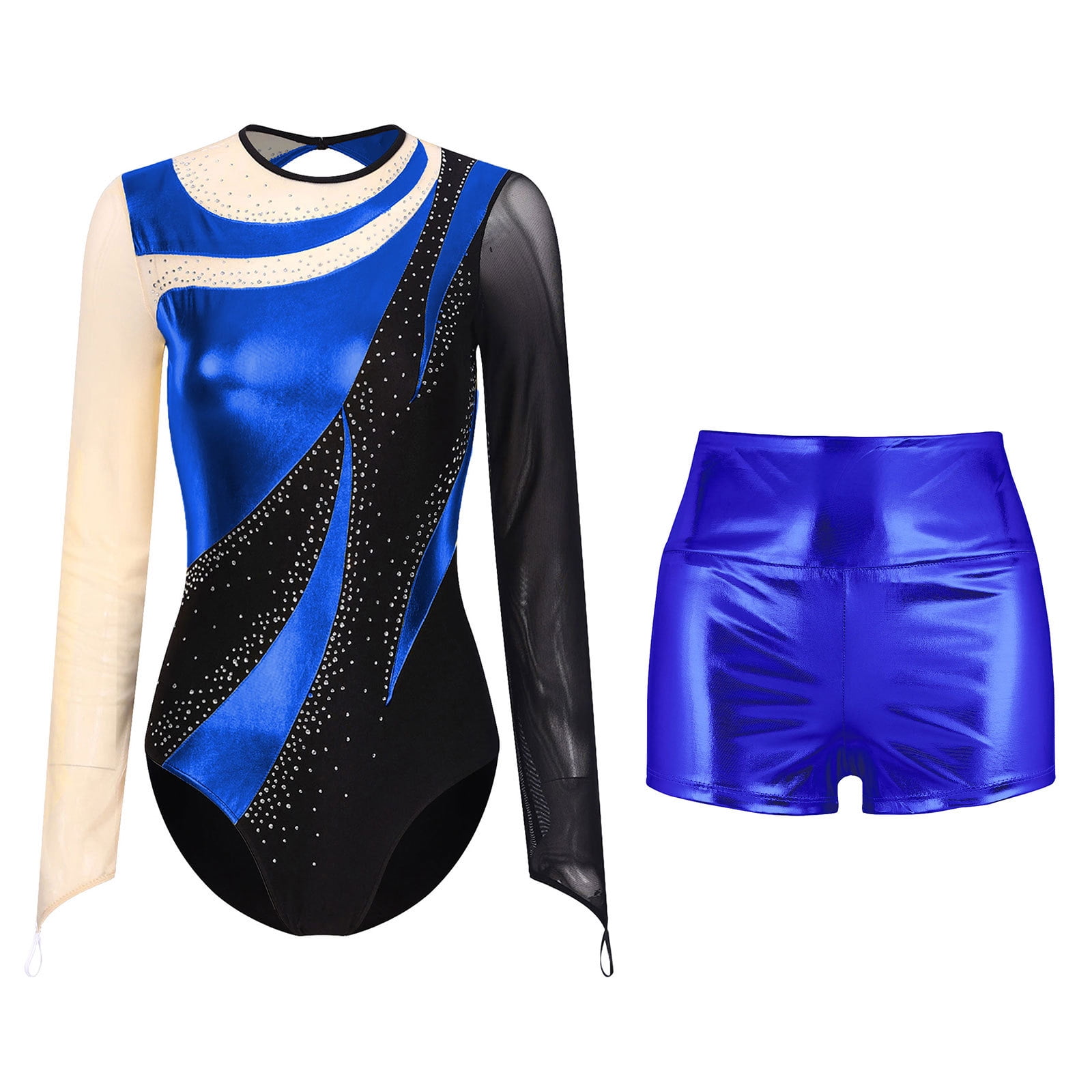 Alvivi Womens 2 Piece Dance Leotard with Shorts Gymnastics Ballet Suits ...