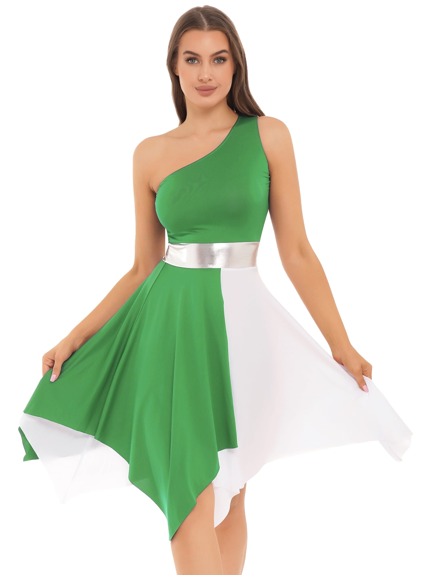 Alvivi Womens Color Block Lyrical Praise Dance Dress Irregular Hem ...