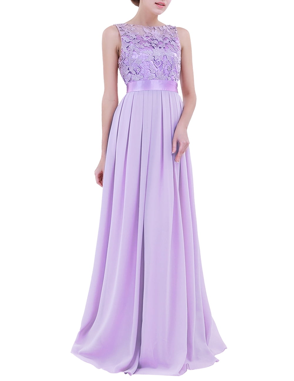 Alvivi Womens Embroidered Chiffon Mesh Splice Wedding Bridesmaid Prom ...
