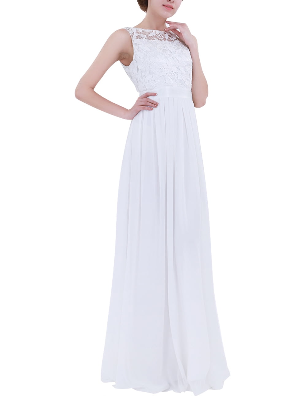 Alvivi Womens Embroidered Chiffon Mesh Splice Wedding Bridesmaid Prom ...