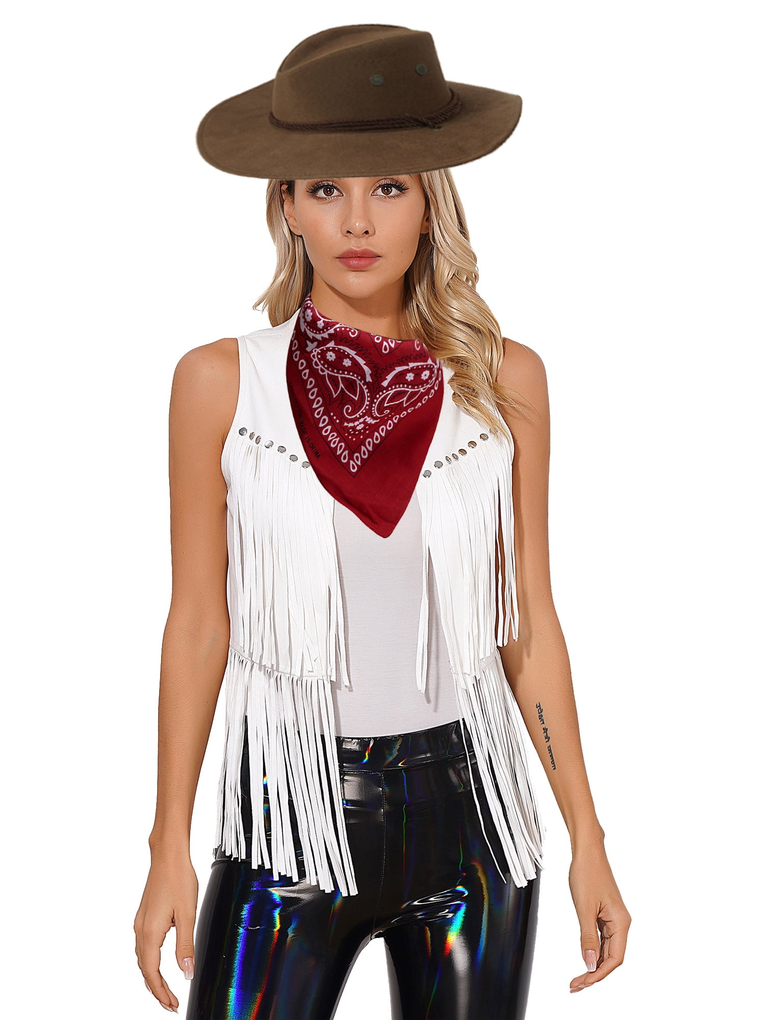 Alvivi Womens Hippie 70s Tassels Fringe Jackets Faux Suede Vest with ...