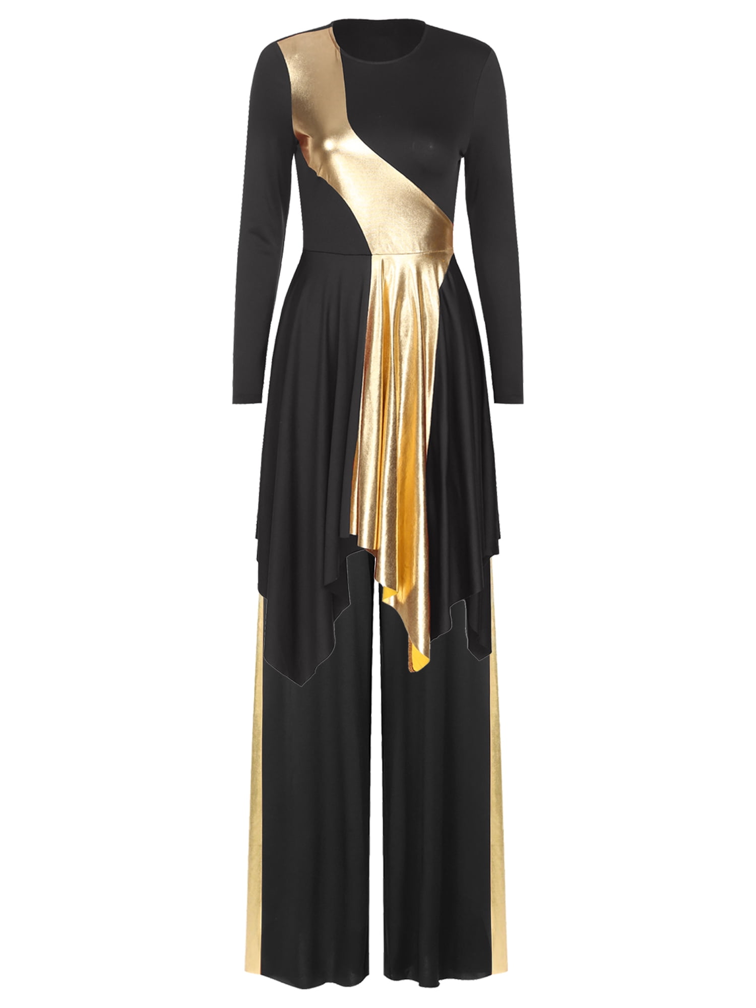 Alvivi Womens Lyrical Dance Outfit Asymmetrical Dress with Wide-Leg ...