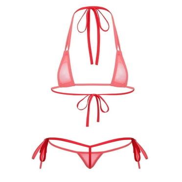 SCSAlgin Sheer Bikini See Through Bikinis Bandeau Top Mini Brazilian ...