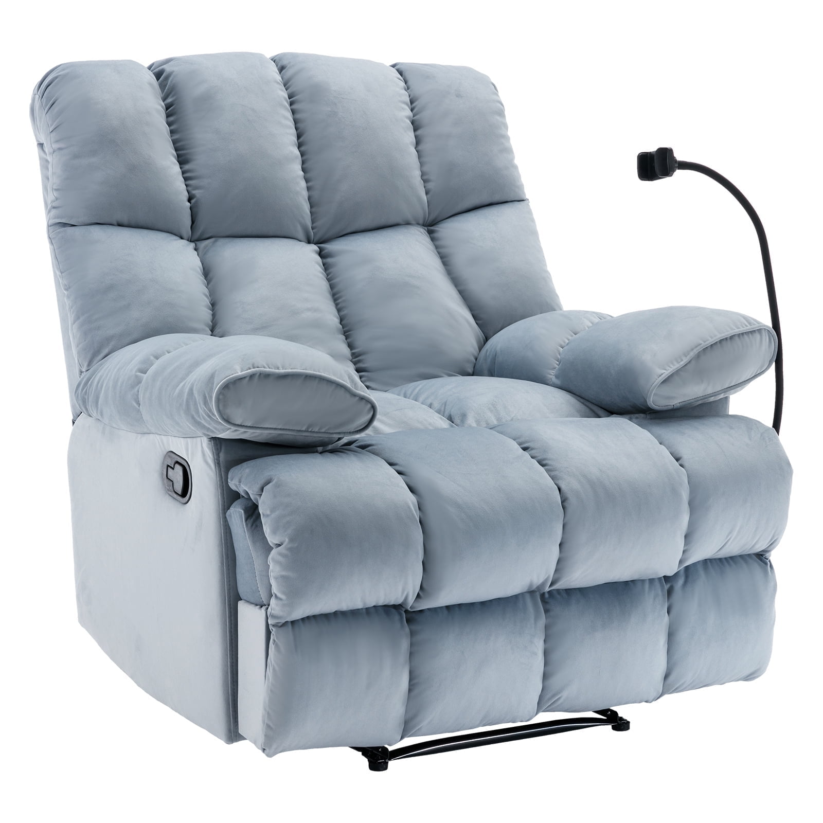 Alwalue Oversized Manual Recliner Chair, Velvet Soft Overstuffed for ...