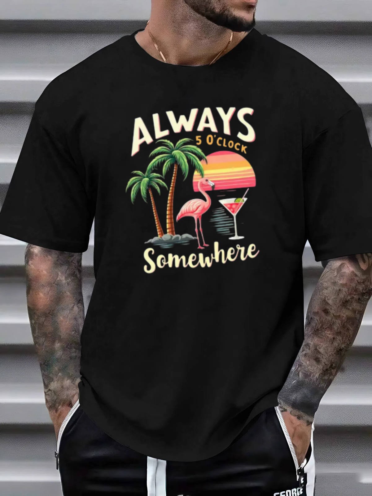 Always 5 O'Clock Somewhere Fun Vacation Quote Graphic Unisex T-Shirt ...