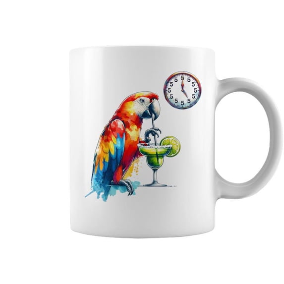 Always 5 Oclock Colorful Parrot Drinking Margarita Coffee Mugs ...