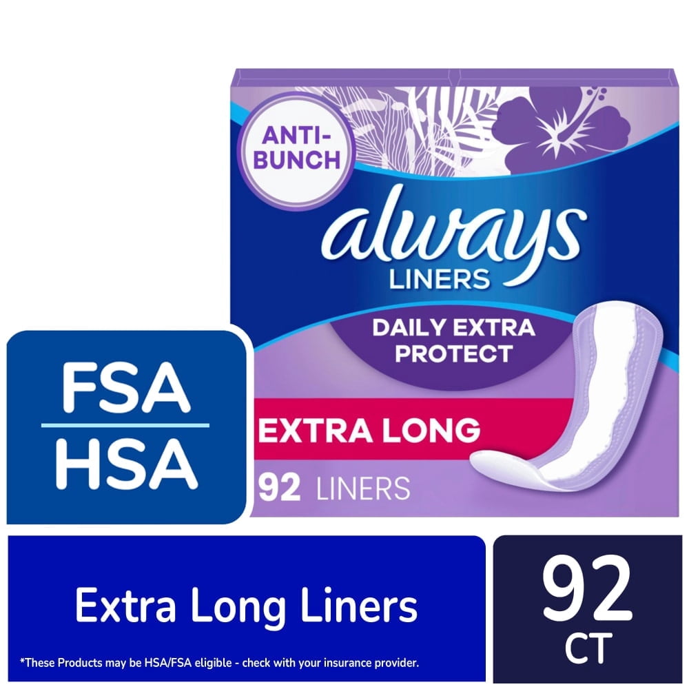 Always Anti-Bunch Xtra Protection Extra Long Daily Liners 92 count ...