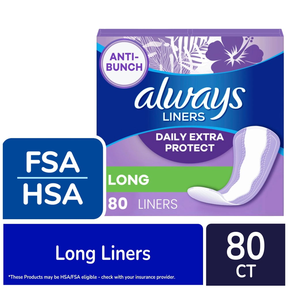 Always Anti-Bunch Daily Liners Xtra Protection Long Unscented, 80 count ...